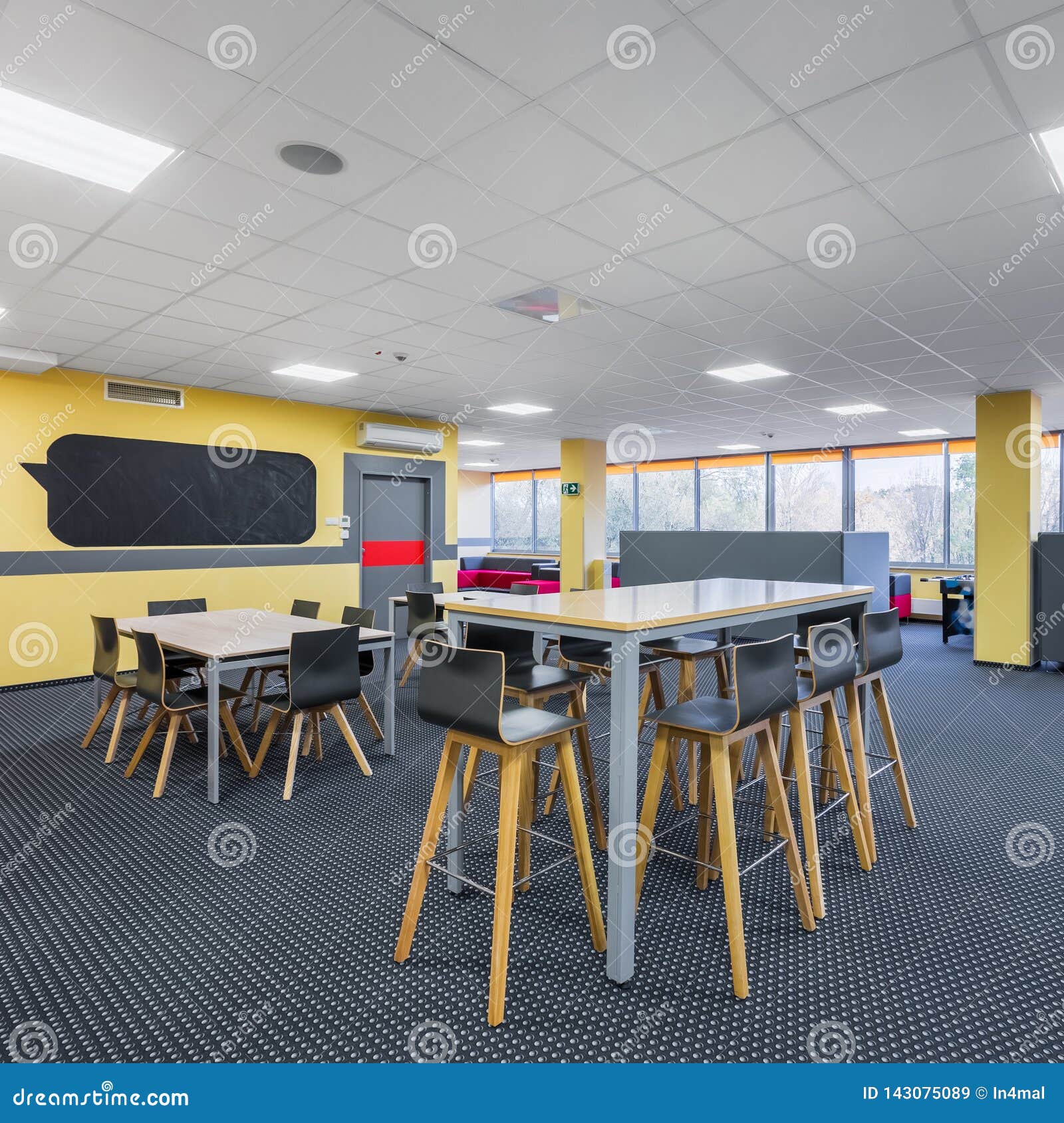 Library Interior with High Tables Stock Image - Image of knowledge ...