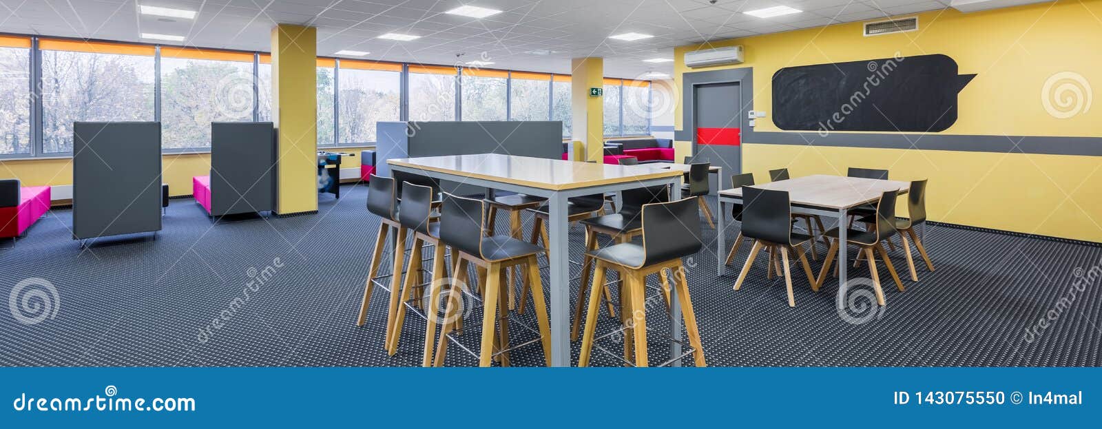 Library Interior with High Tables Stock Photo - Image of functional ...