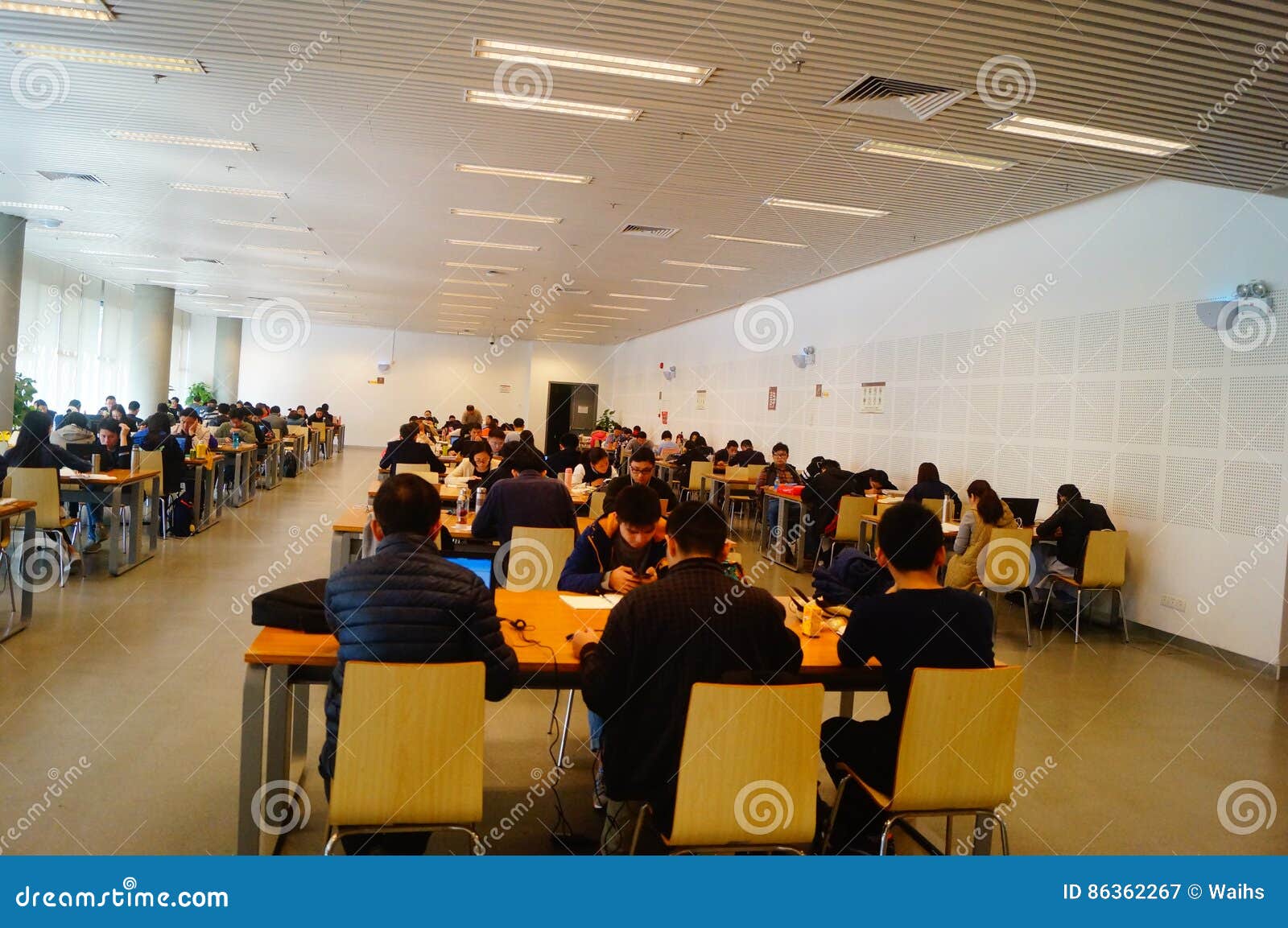 Library Interior Landscape, Readers in Reading. Editorial Photography ...