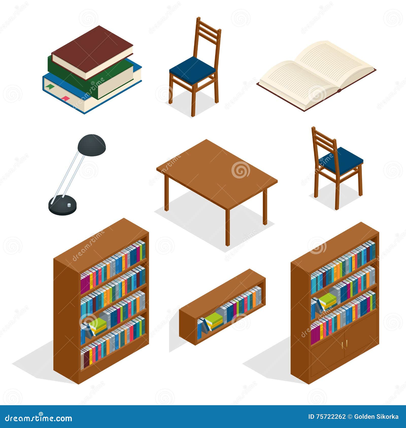 Library Isometric Icon Set. Publications Storage Library Archive ...