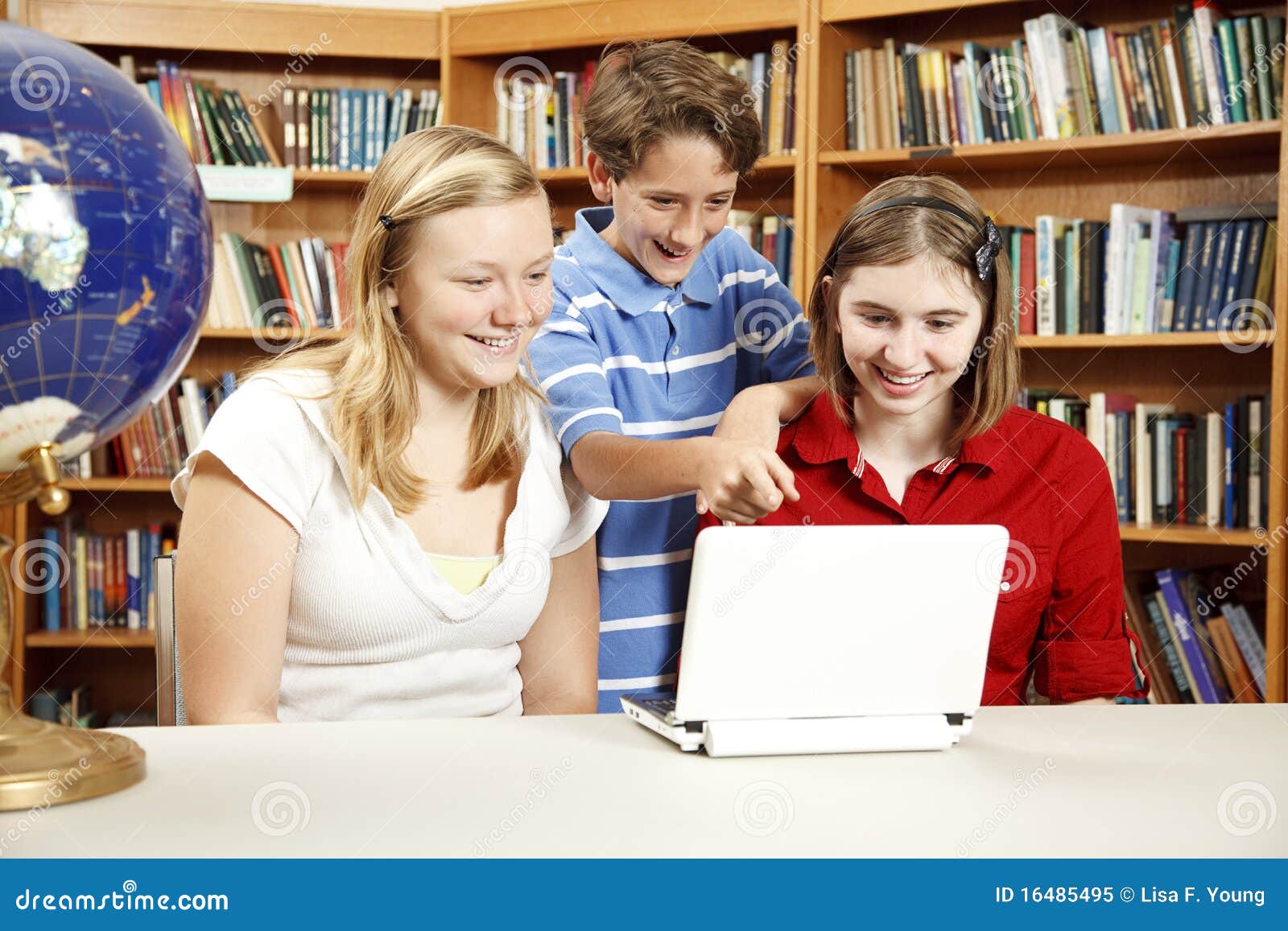 Library Kids on Netbook Computer Stock Image - Image of high, computer ...