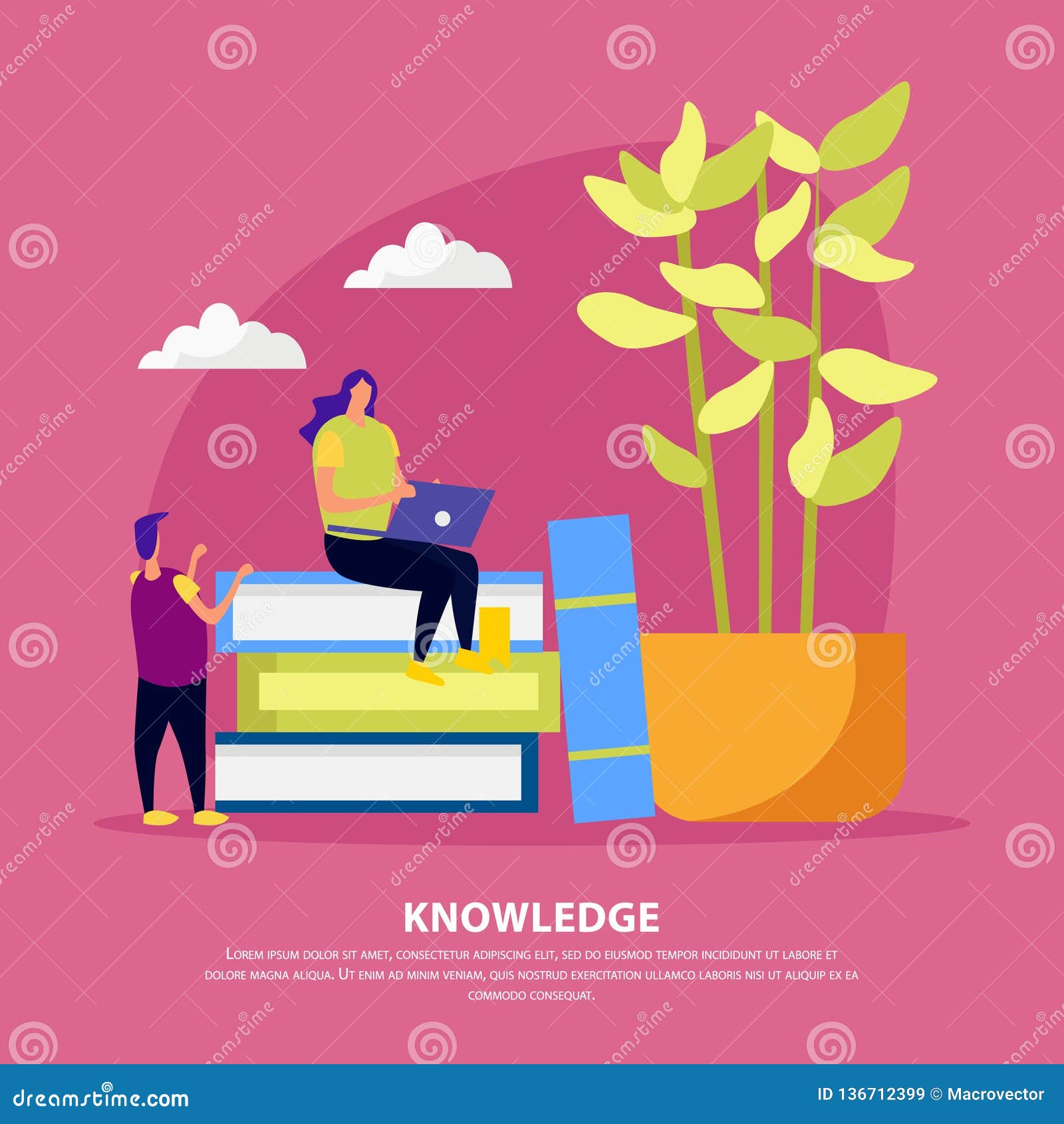 Library Knowledge Flat Composition Stock Vector - Illustration of ...