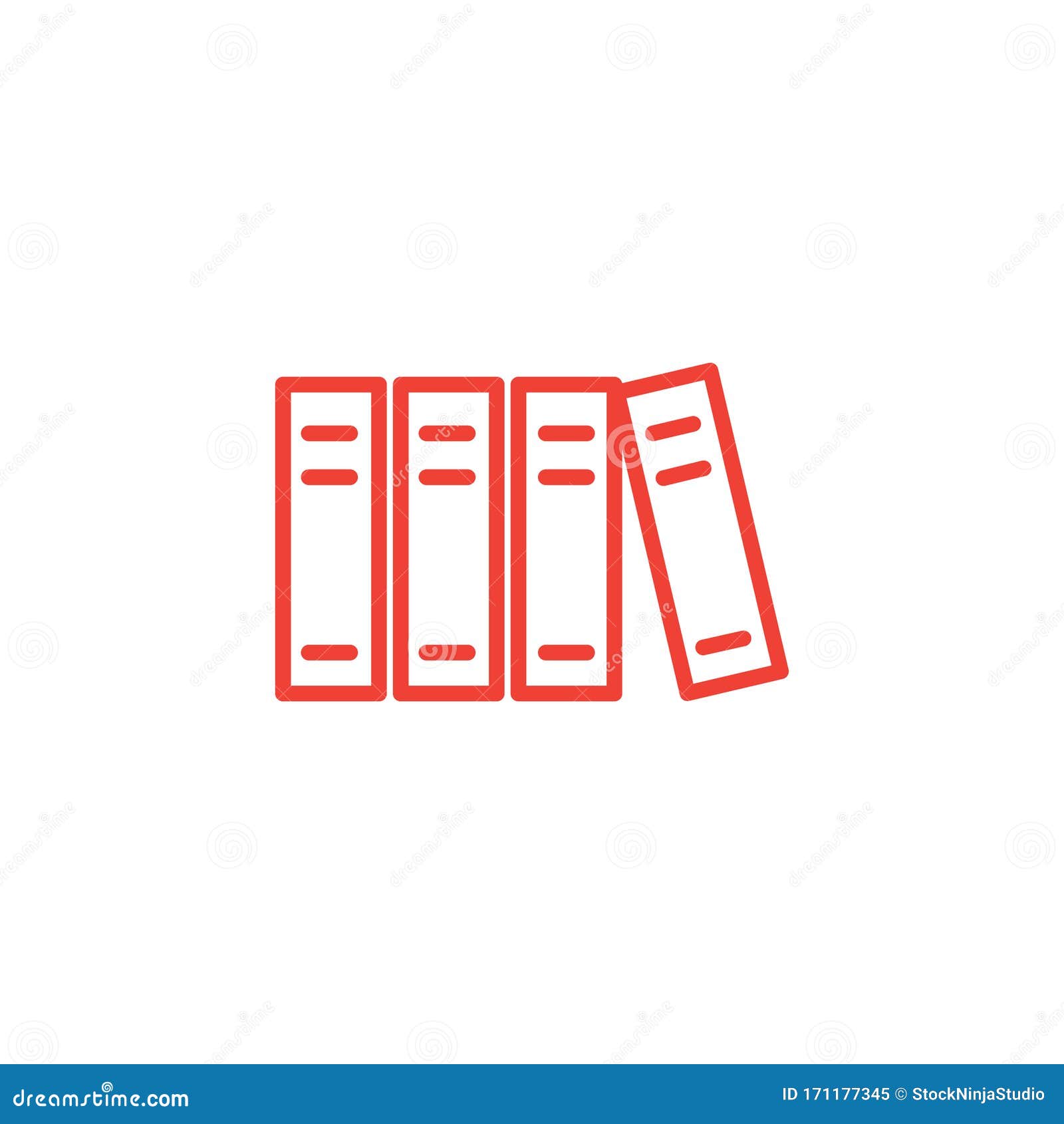 Library Line Red Icon on White Background. Red Flat Style Vector ...