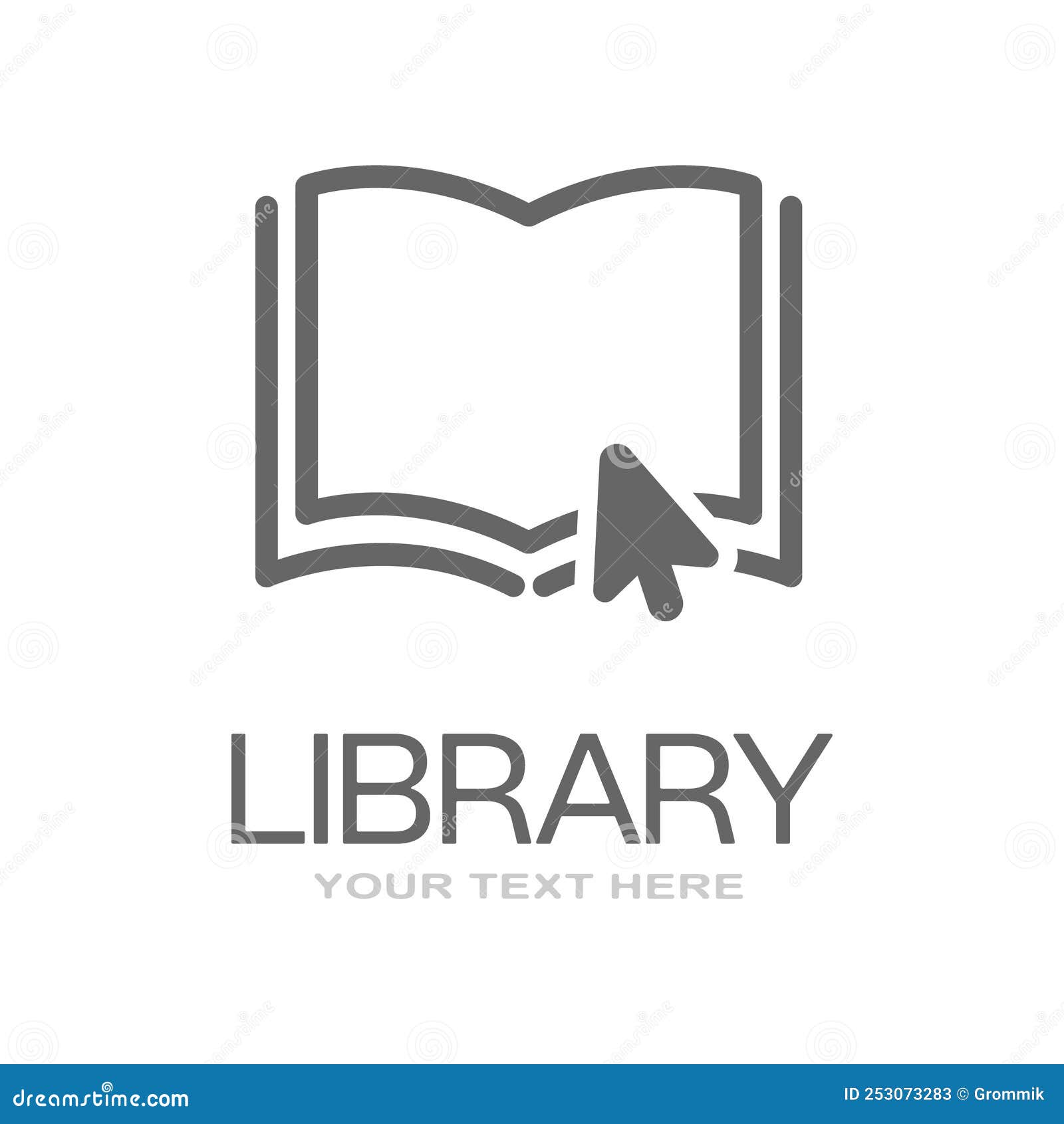 Library. Logo Template with an Open Book and a Cursor Arrow Stock ...
