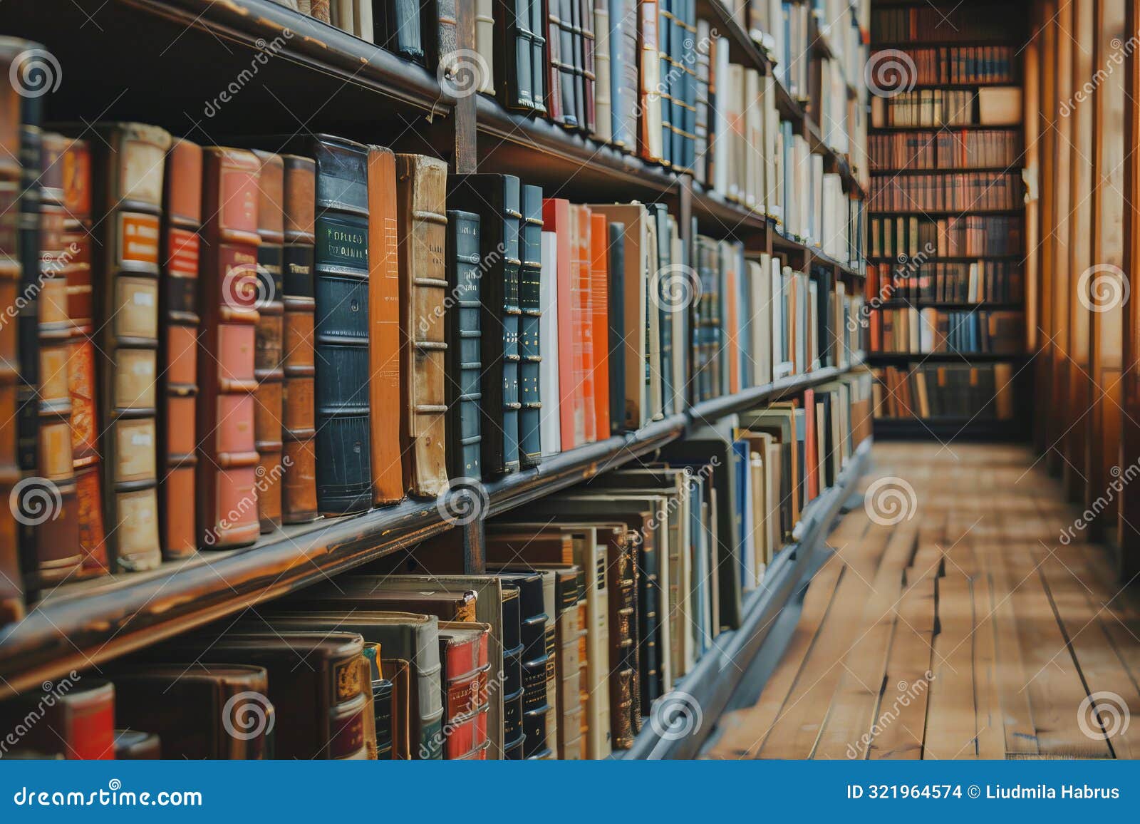 A Library with Many Books on the Shelves Stock Photo - Image of ...