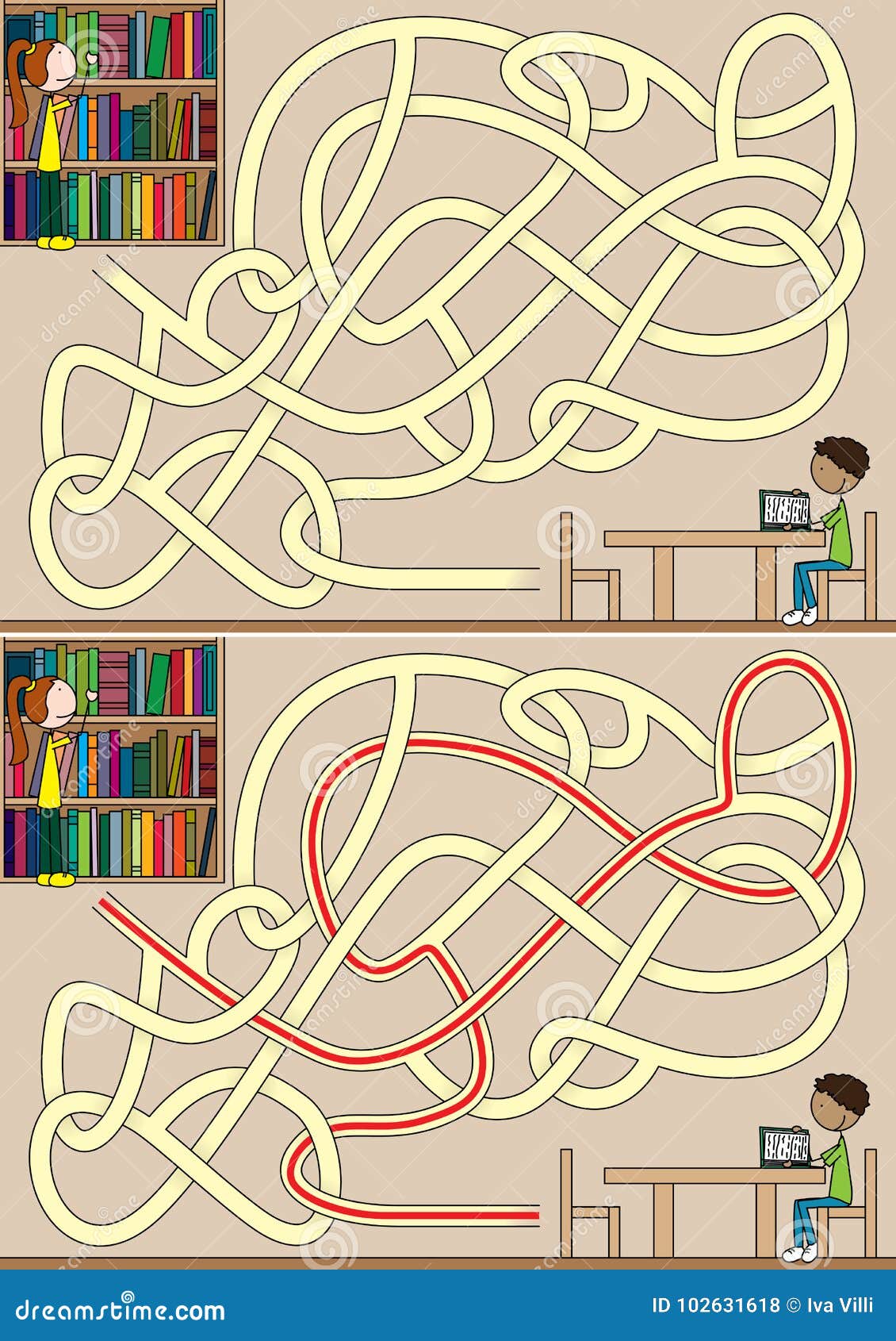 Library maze stock vector. Illustration of composition - 102631618