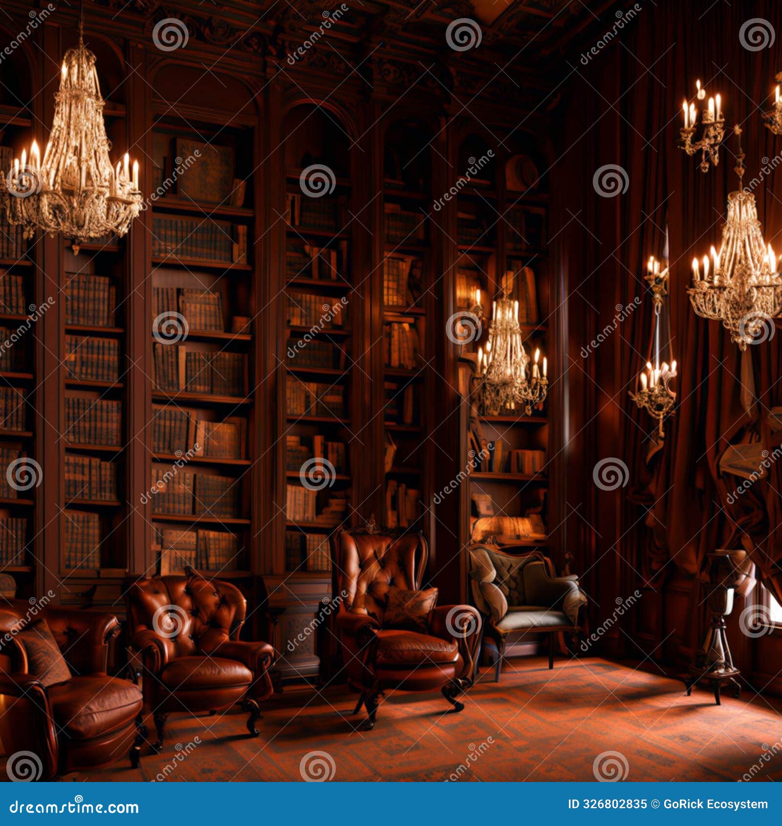 Library at Night with Minimal Lighting Stock Image - Image of church ...