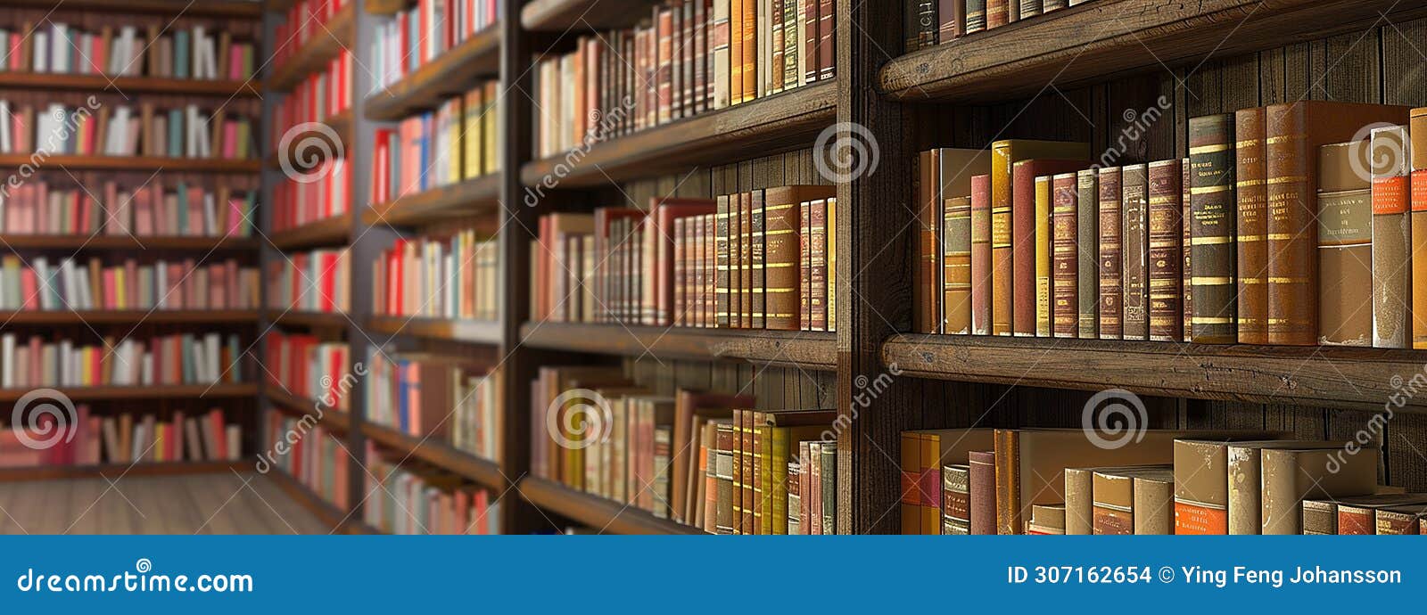 Library with Old Books, Diminishing Perspective. Generative Ai Stock ...