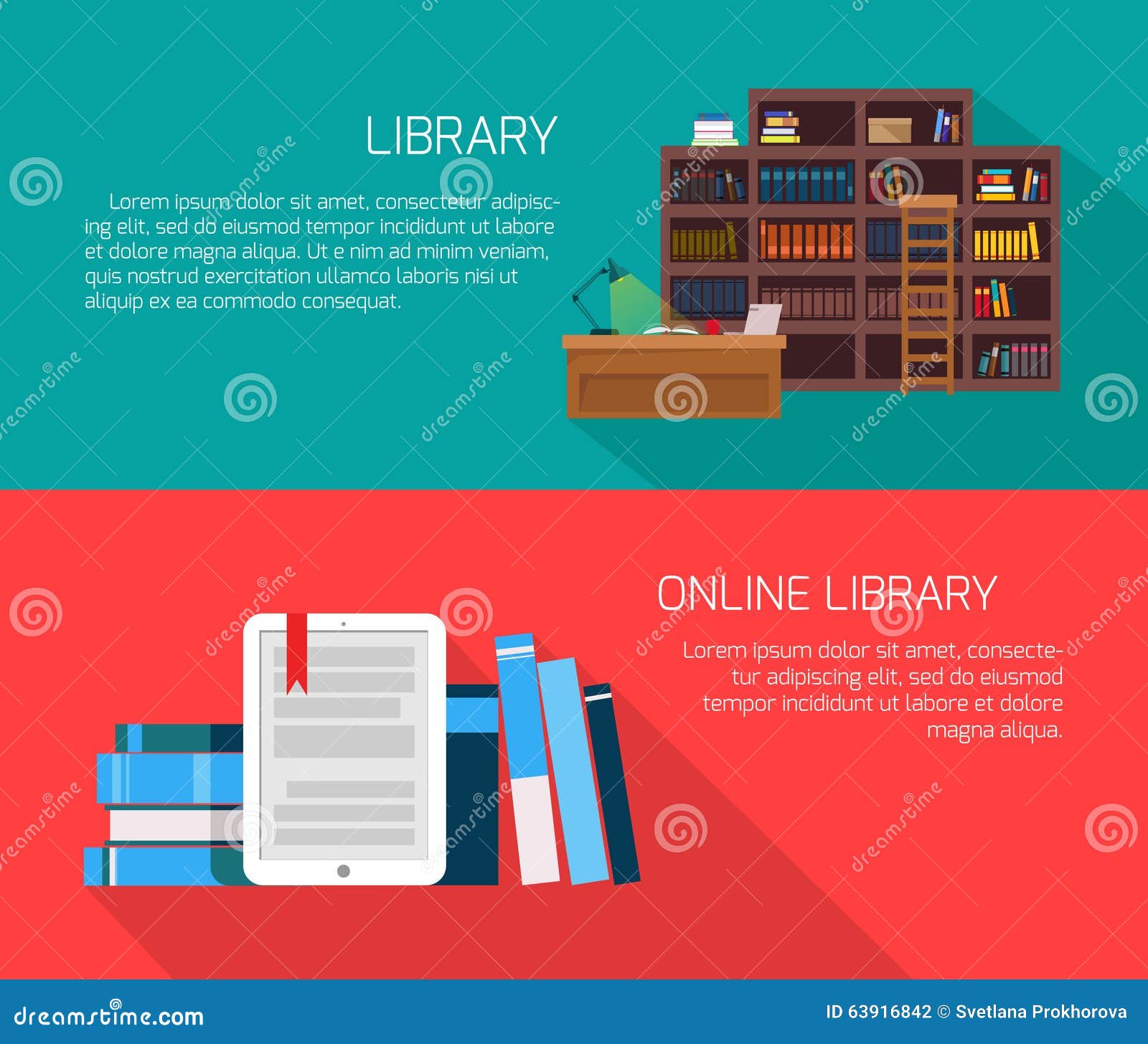 Library and online library stock vector. Illustration of book - 63916842