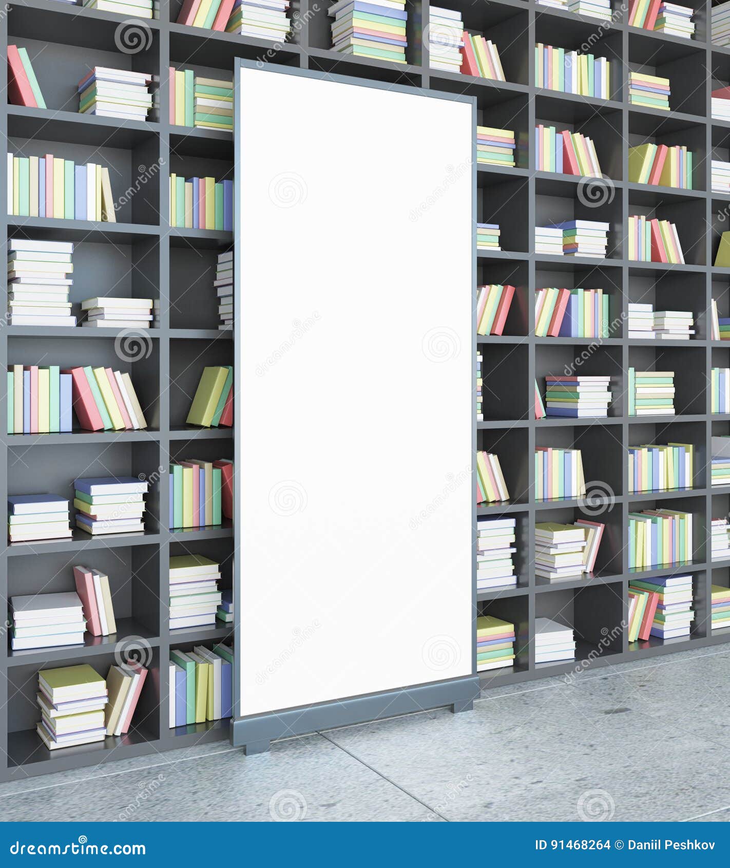 Library with poster side stock illustration. Illustration of design ...