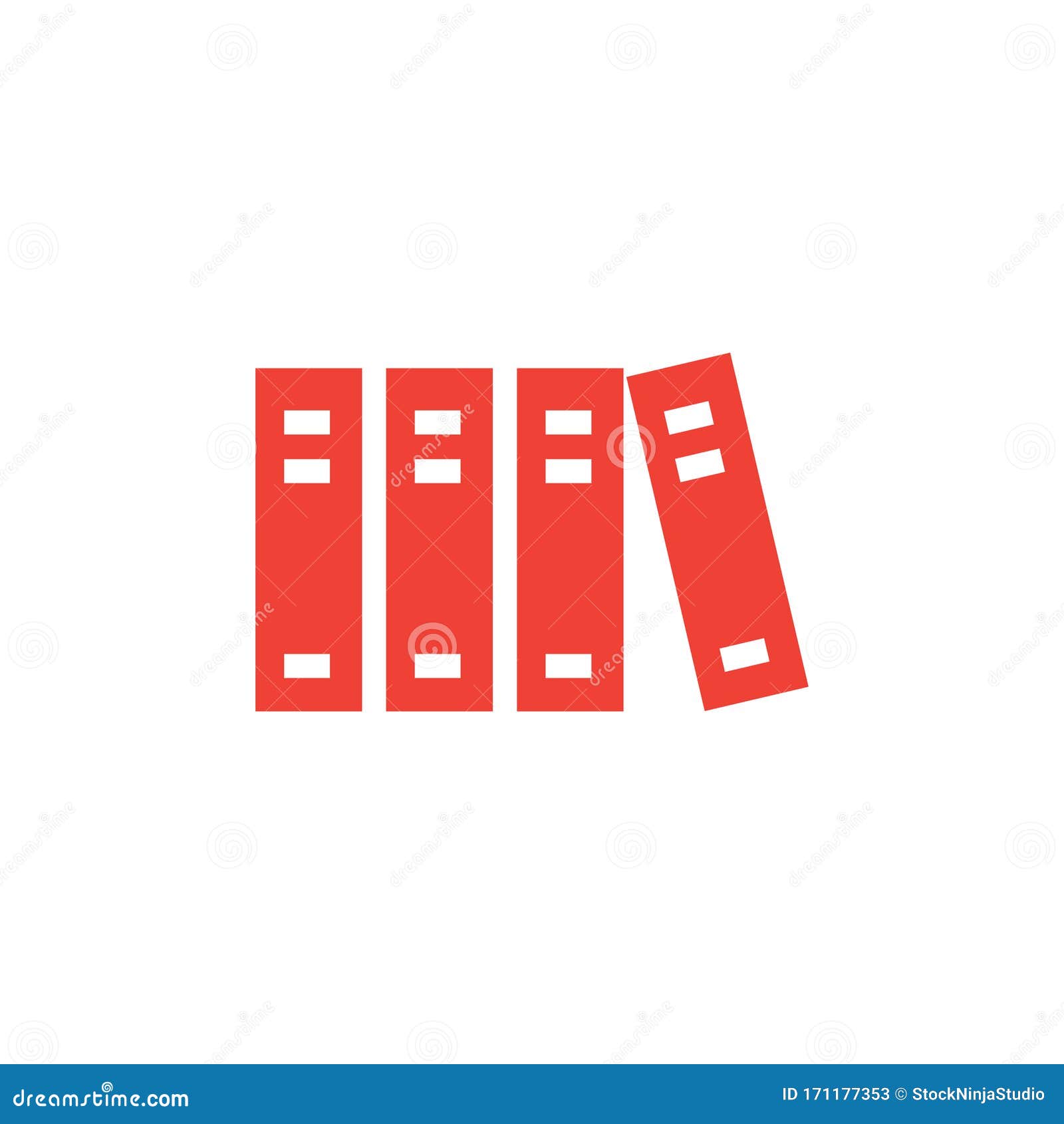 Library Red Icon on White Background. Red Flat Style Vector ...