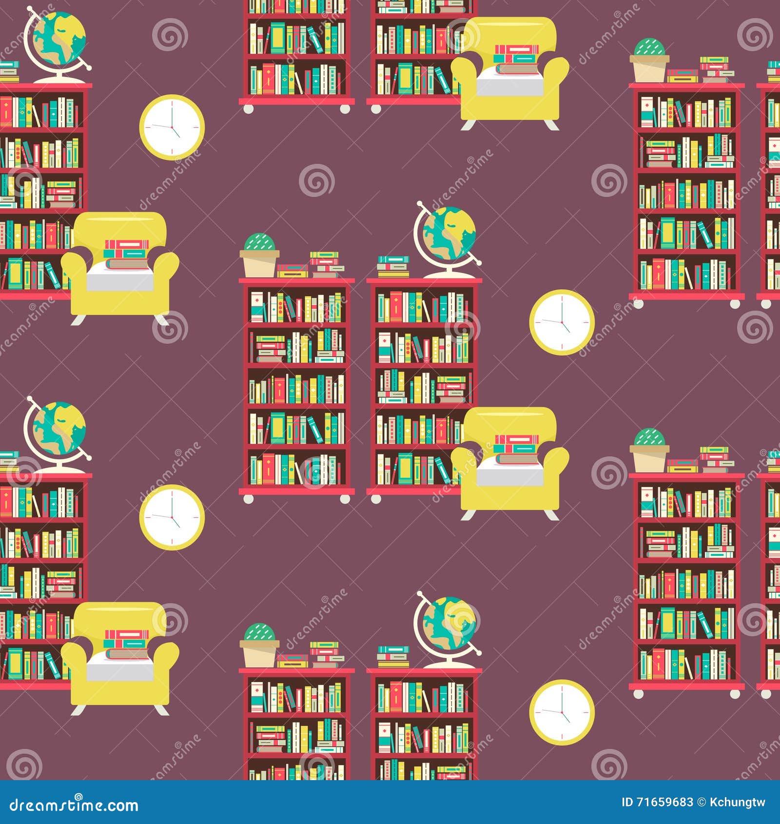 Library Scene in Flat Design Style Stock Illustration - Illustration of ...