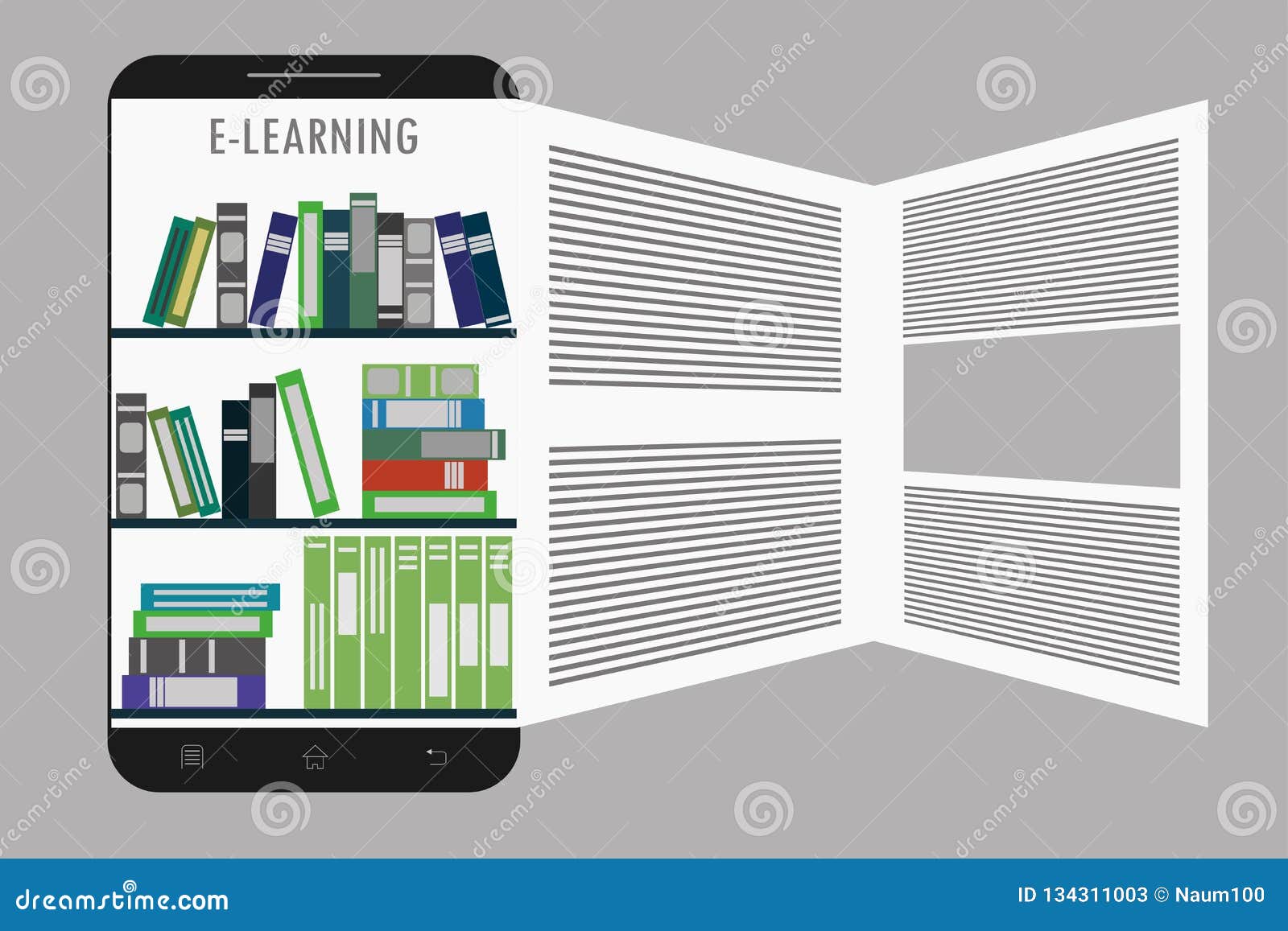Library on the Screen of Smart Device, Educational Concept Stock Vector ...