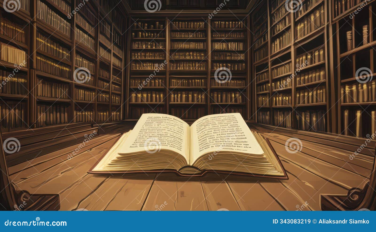Library Setting with Open Book Symbolizing Study and Academic Knowledge ...
