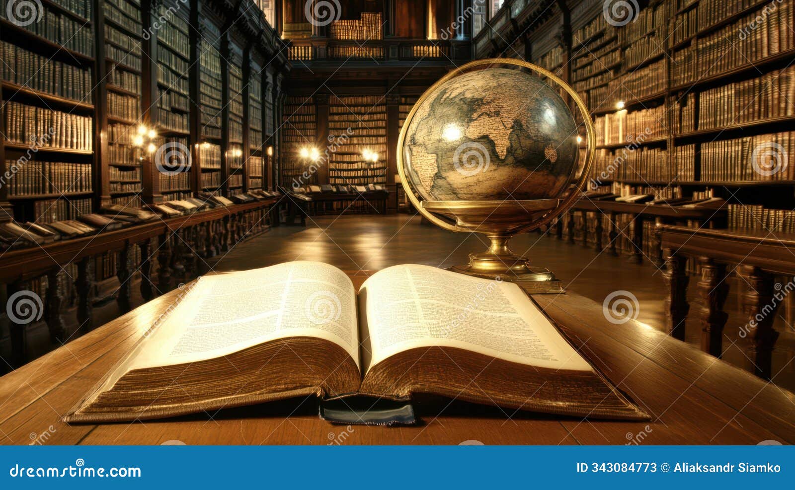 Library Setting with Open Book Symbolizing Study and Academic Knowledge Learning through ...