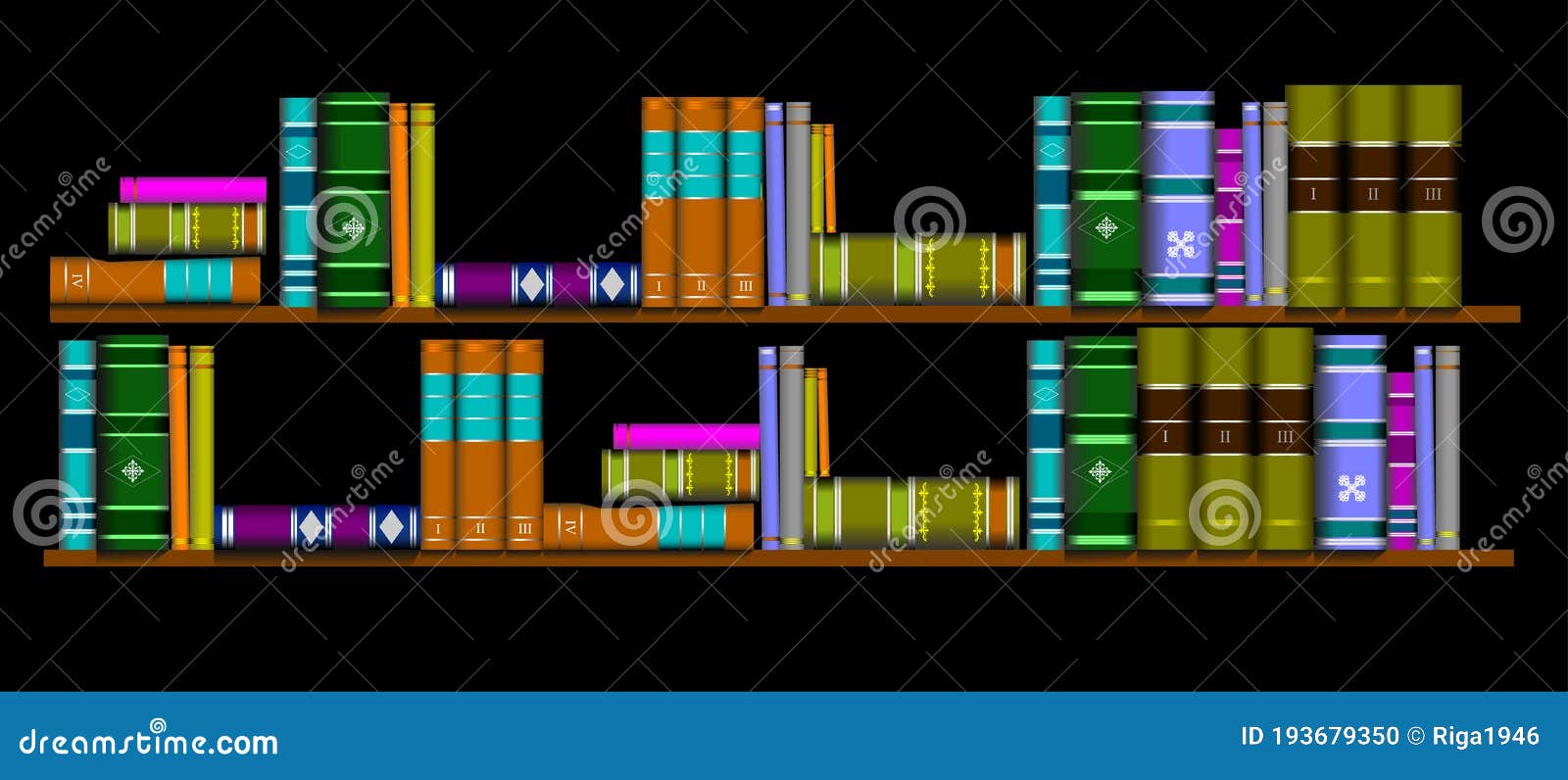 Library shelf book stock vector. Illustration of collection - 193679350
