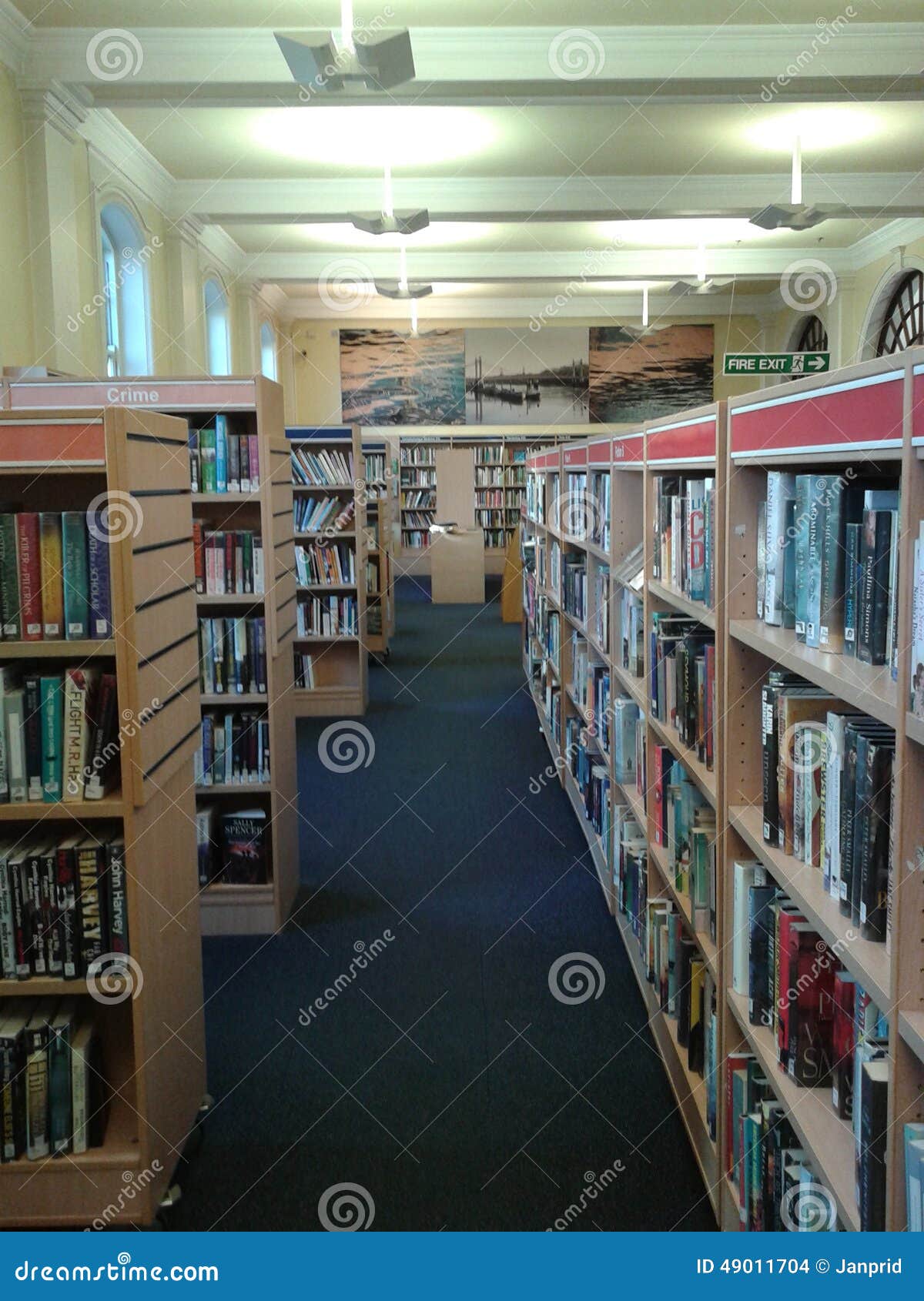 Books on library shelves editorial stock image. Image of books - 49011704