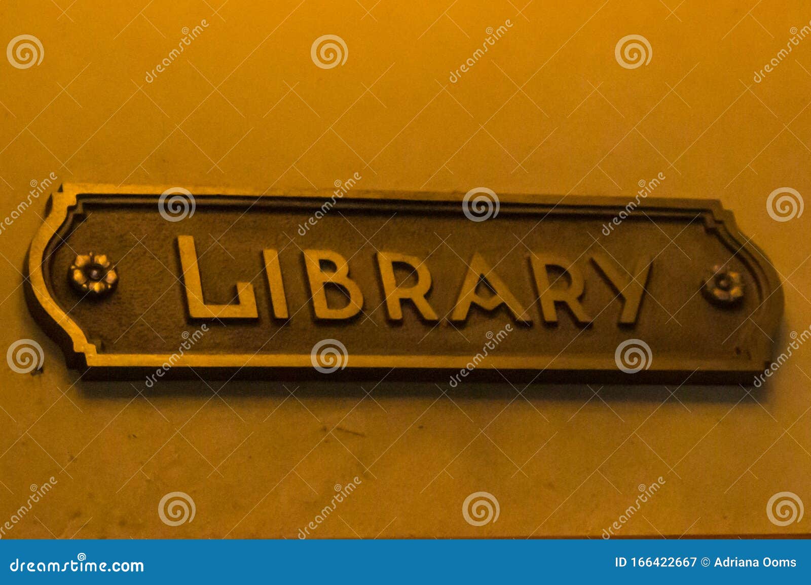 Library sign stock image. Image of sign, deco, metal - 166422667