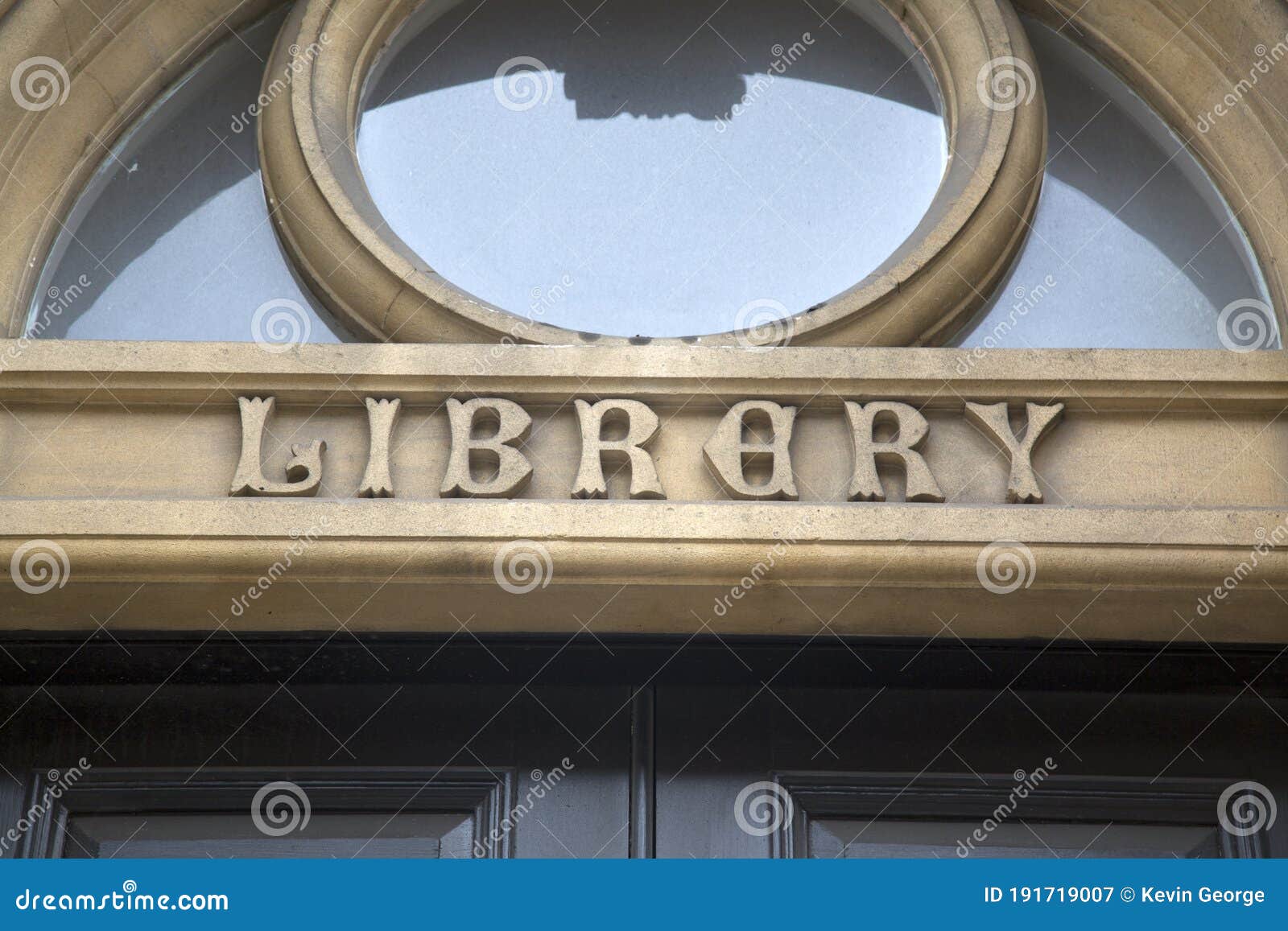 Library Sign on Building stock image. Image of hobby - 191719007
