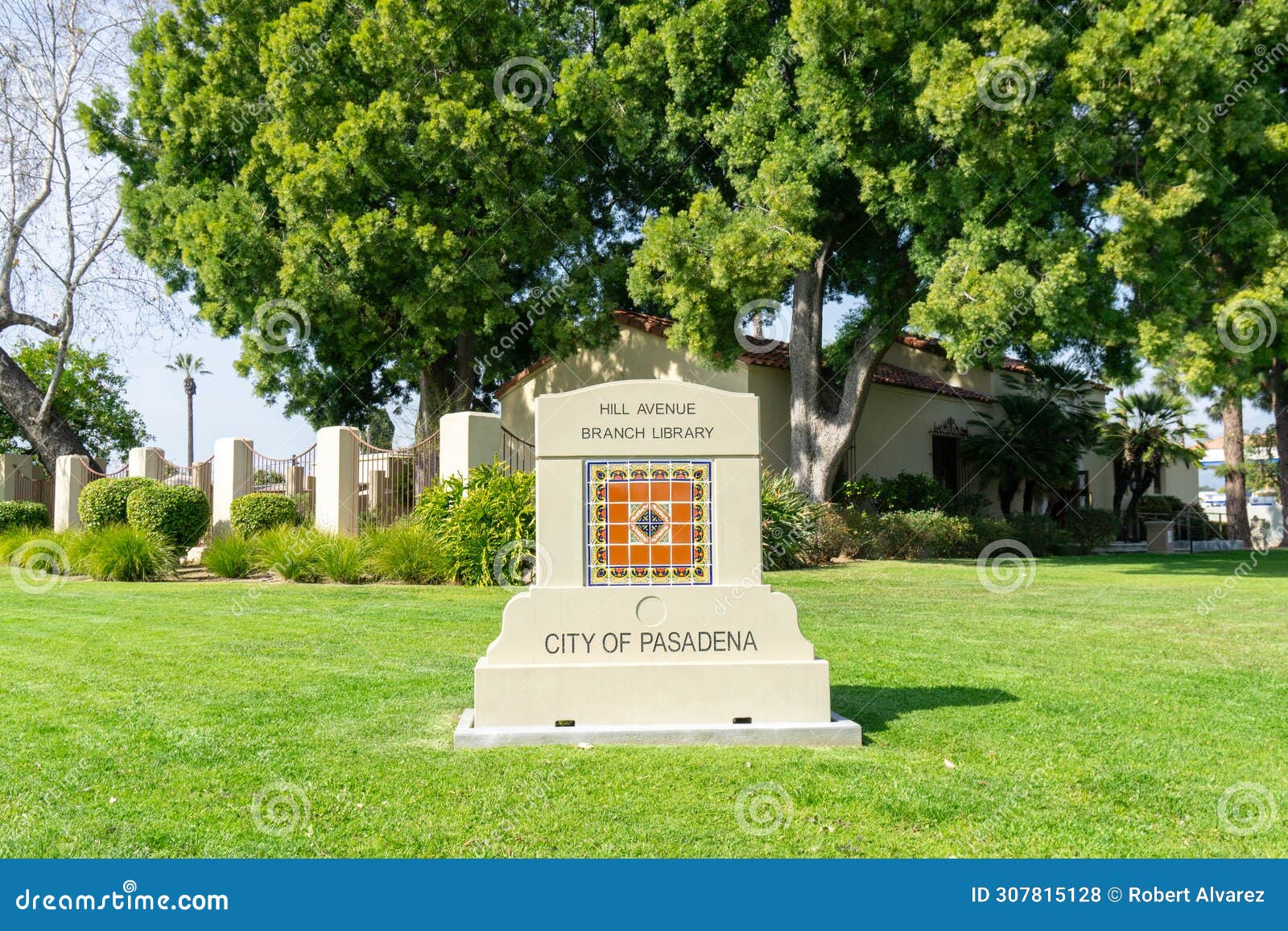 The Library Sign on the Lawn of the Pasadena Public Library. Editorial ...