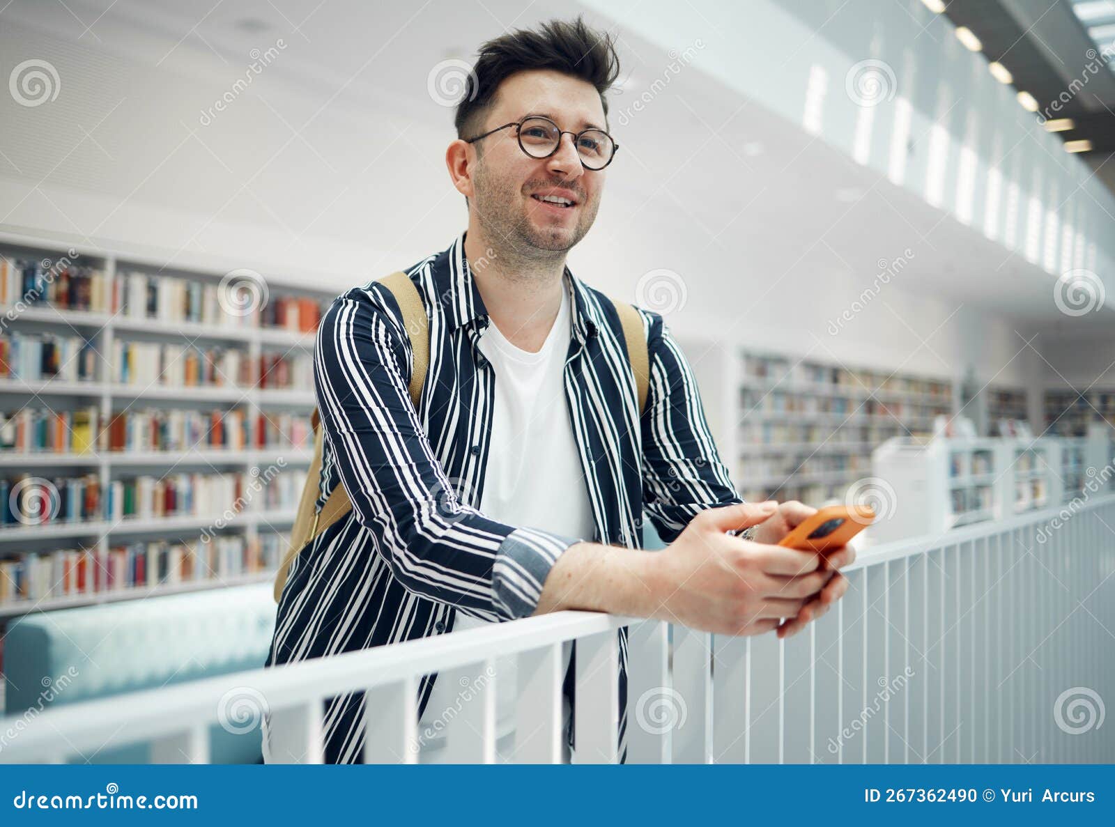 Library, Smart Student or Intelligent Man with Phd Research Goals, Vision for Success and ...