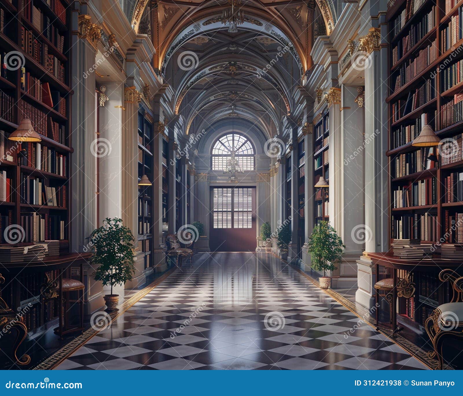 Library Solitude, Knowledge Temple, Wide Shot, Quiet Atmosphere , Super ...