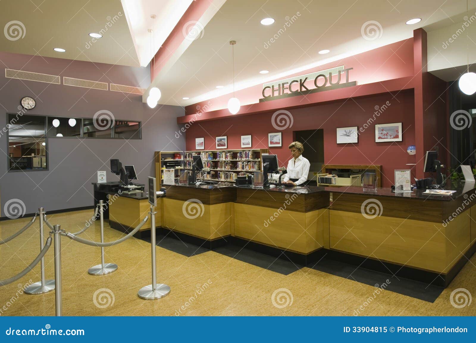 Library Staff at Checkout Counter Stock Image - Image of indoors ...
