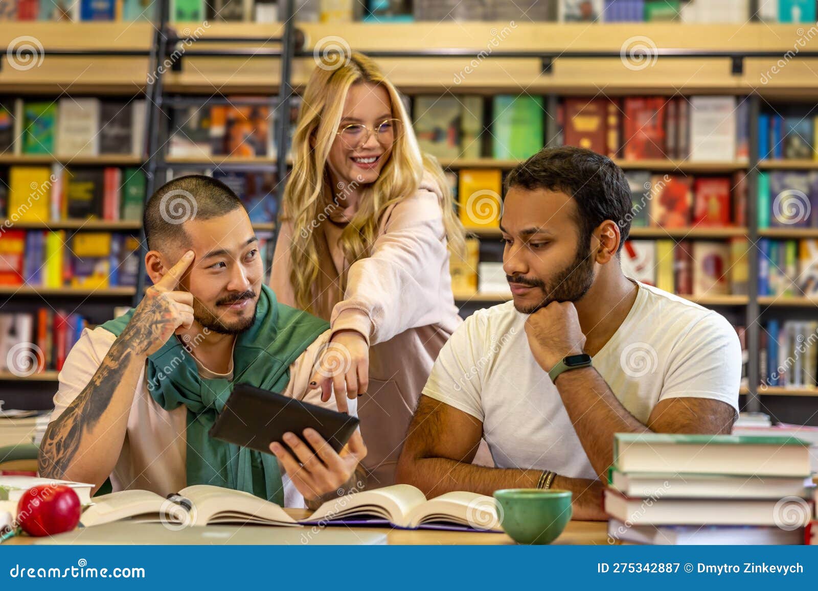 Students Studying in the Library Stock Image - Image of literature ...