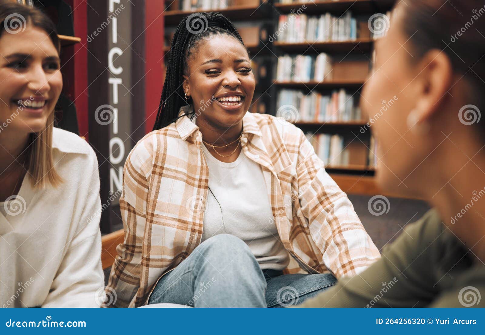 Library, Study and Diversity Students in Group Project, Education and ...