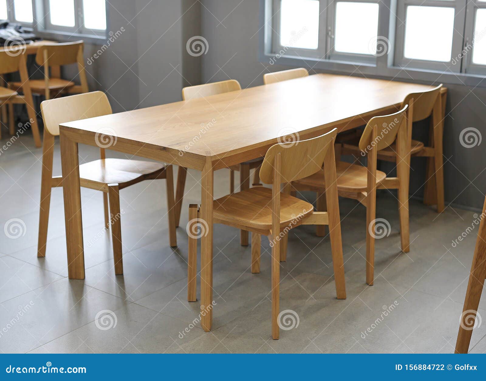 Library Table and Chair Set Stock Photo - Image of commercial, empty ...