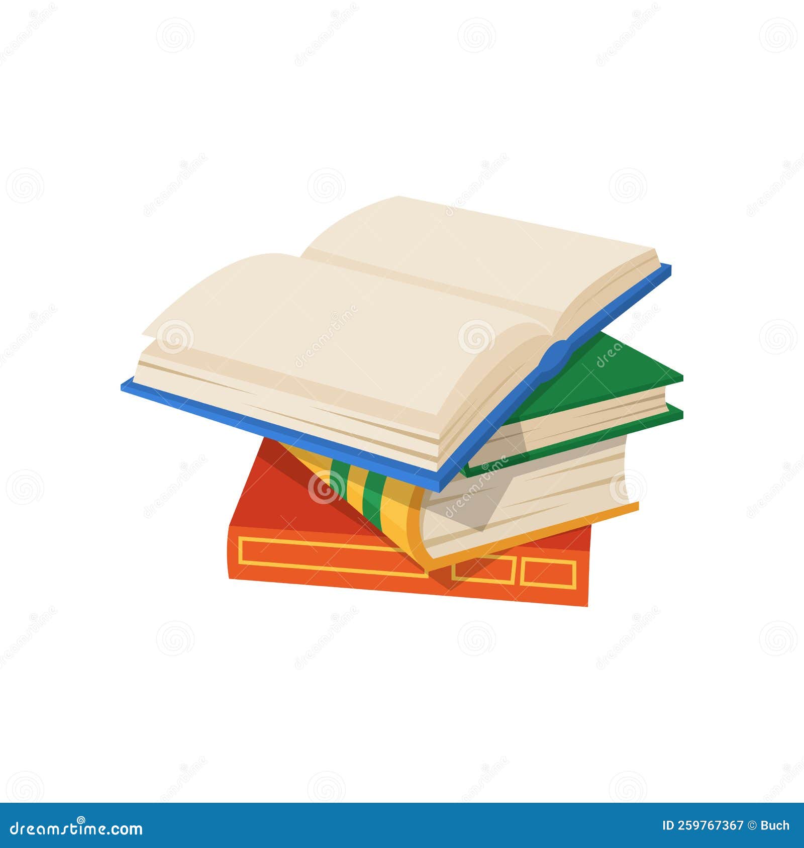 Library Textbooks, Learning Education Books Pile Stock Illustration ...