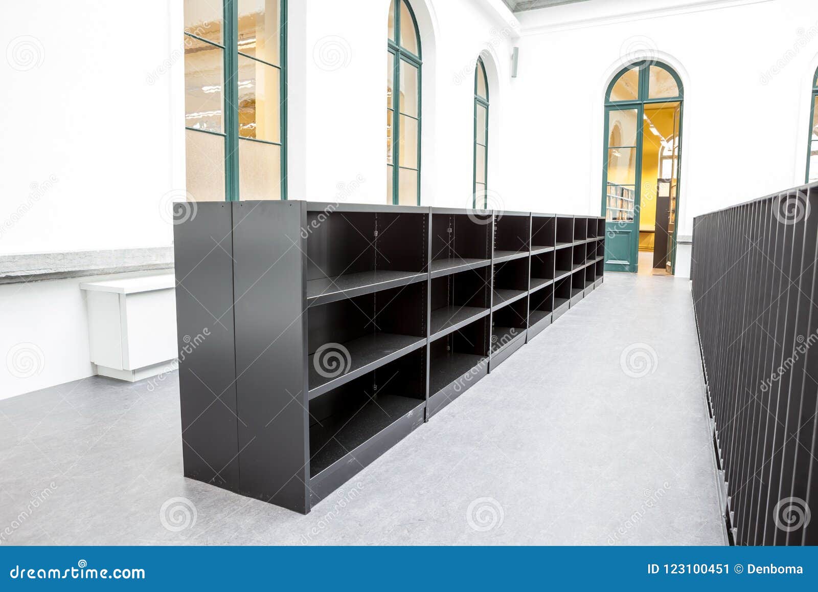 Empty books racks stock image. Image of metal, space - 123100451
