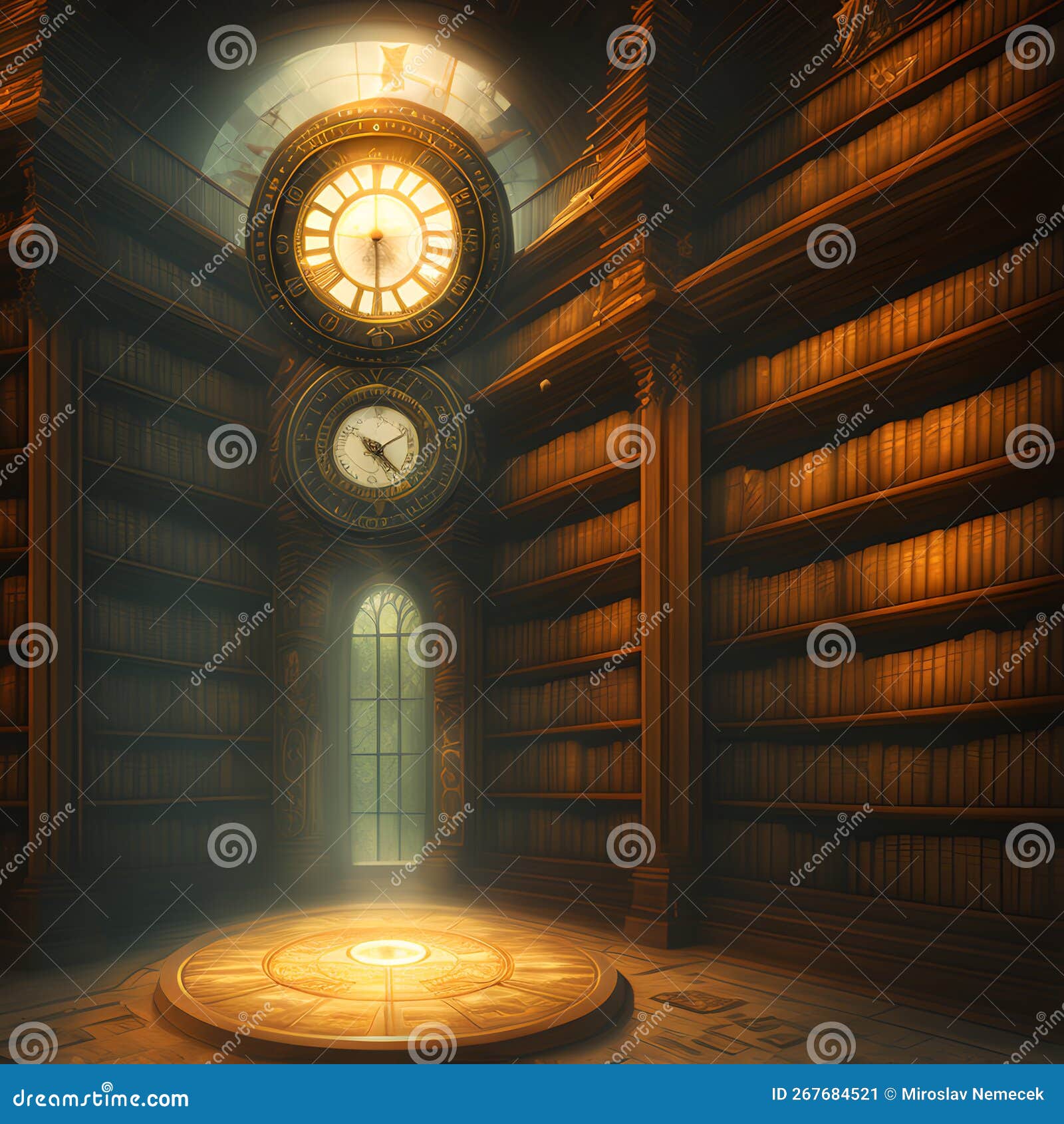 Library of Time, Generative AI Illustration Stock Image - Image of ...