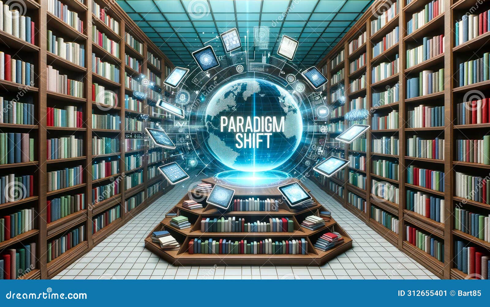Library Transition Traditional Books To Digital Tablets with Paradigm ...