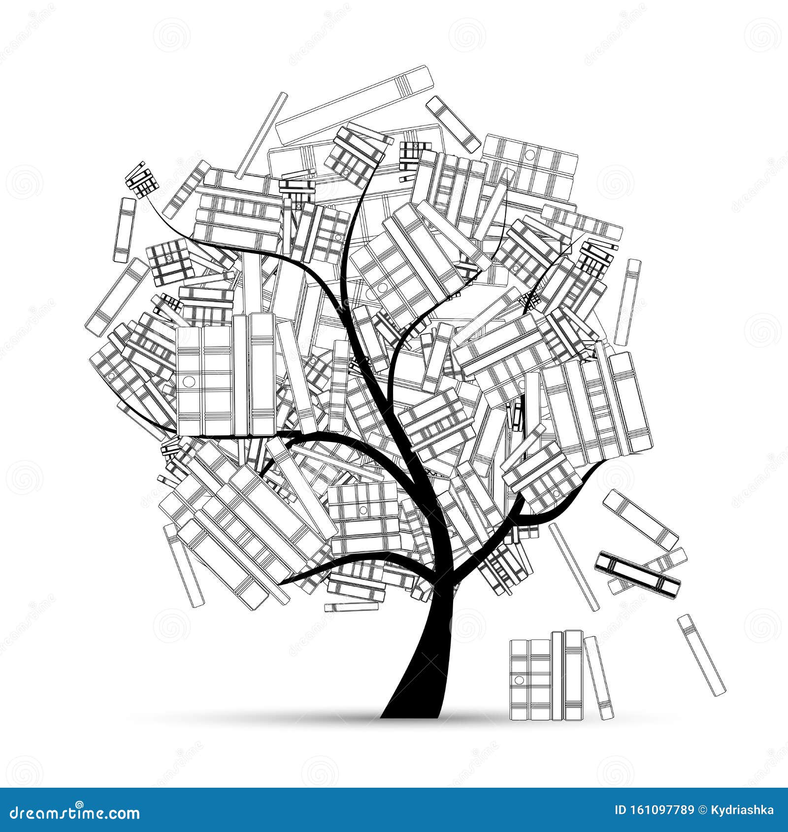 Library Tree with Book for Your Design Stock Vector - Illustration of ...