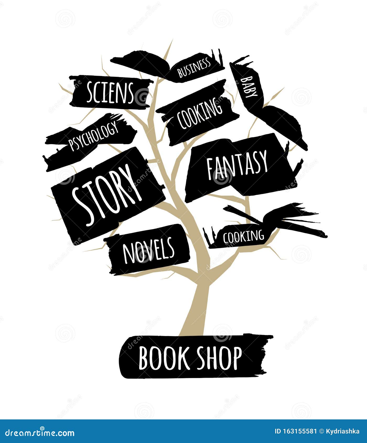 Library Tree with Books for Your Design Stock Vector - Illustration of ...