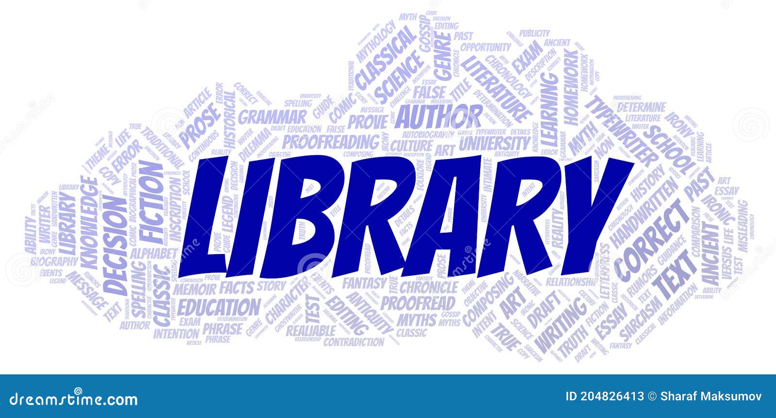 Library Typography Word Cloud Create with the Text only Stock ...