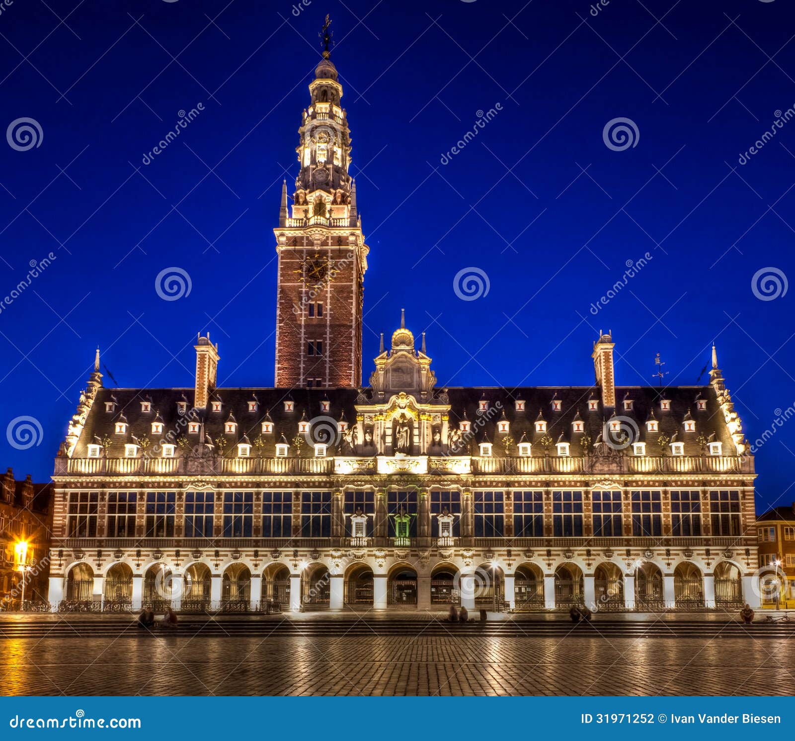 Library University Leuven Night, Belgium Stock Photo - Image of ...