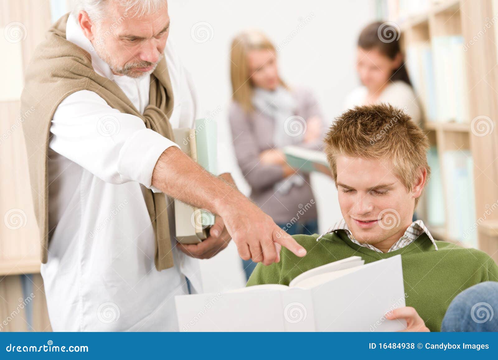 Library - University Student with Professor Stock Photo - Image of ...