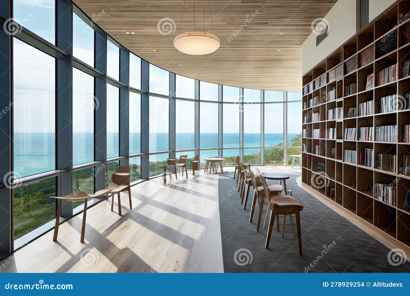 A Library with a View of the Ocean, Providing Quiet Reading and ...