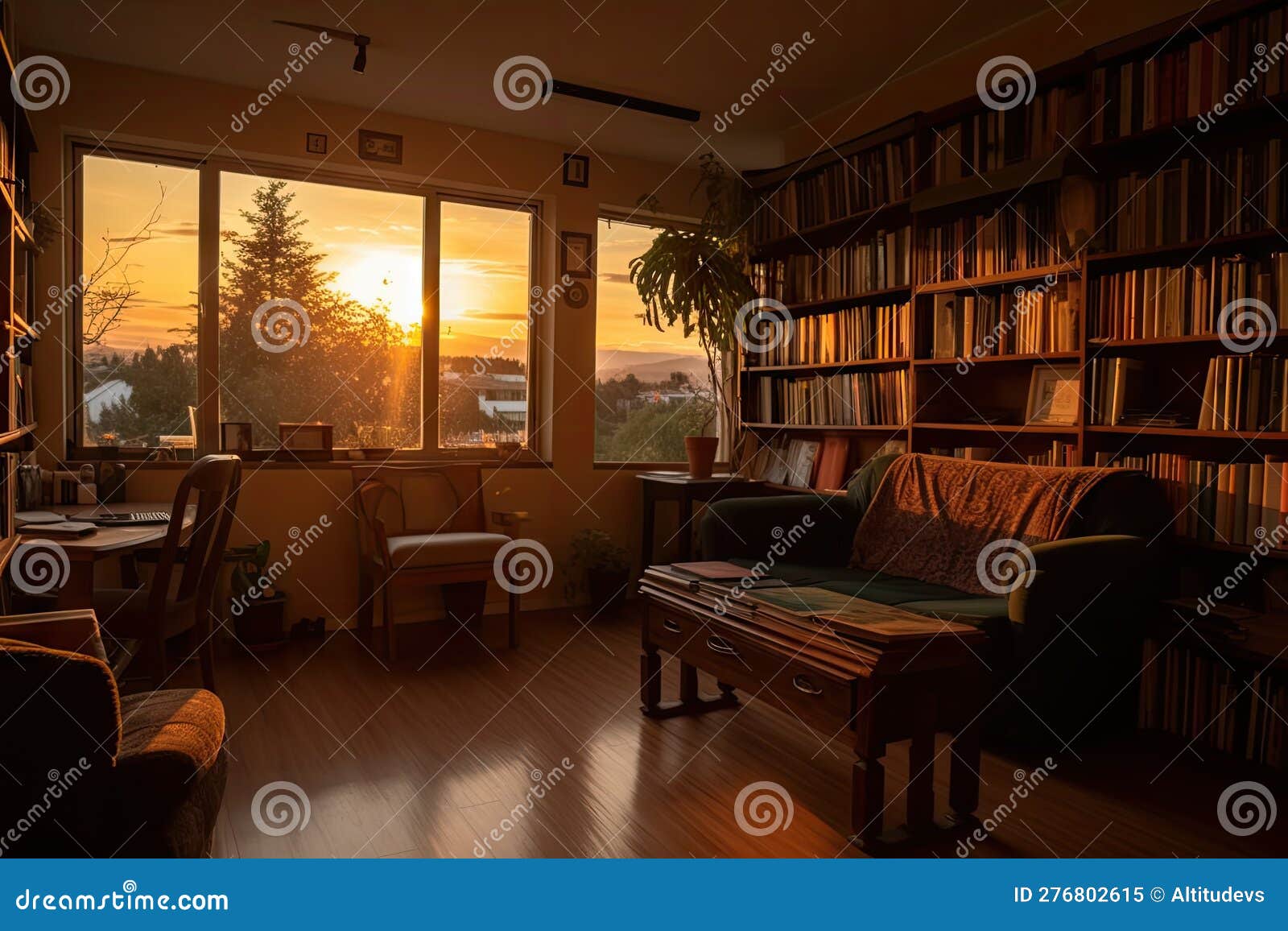 Library, with View of the Sunset, Surrounded by Cozy and Peaceful ...
