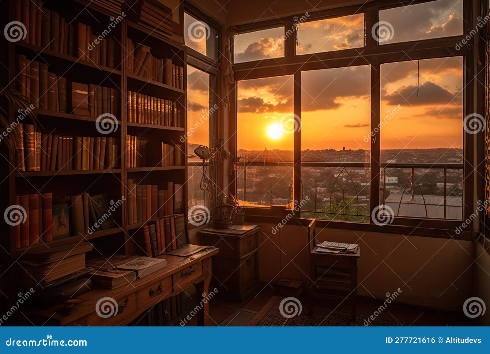 Library, with View of the Sunset, Surrounded by Cozy and Peaceful ...