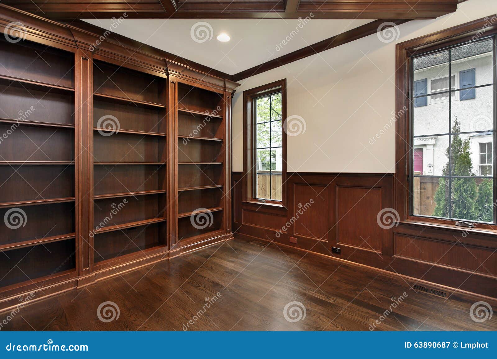 Library with Wood Ceiling Beam Stock Image - Image of relax, design ...