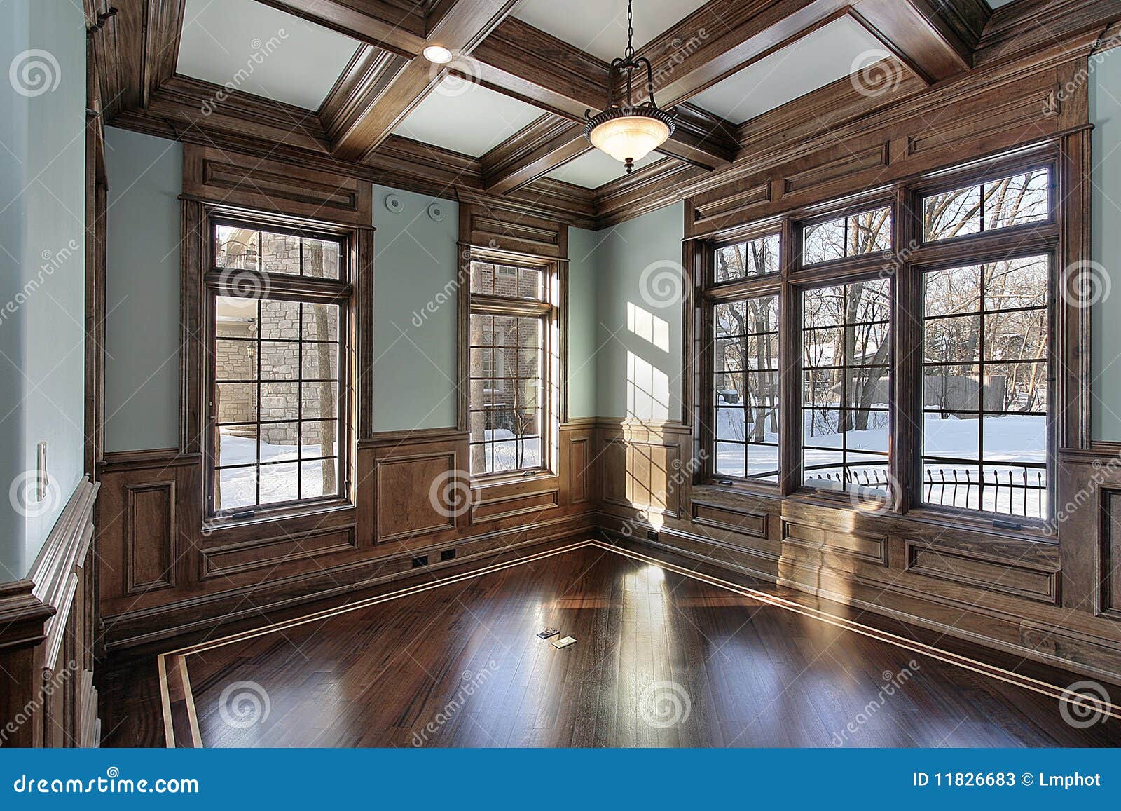 Library with Wood Ceiling Beams Stock Image - Image of design, luxury ...