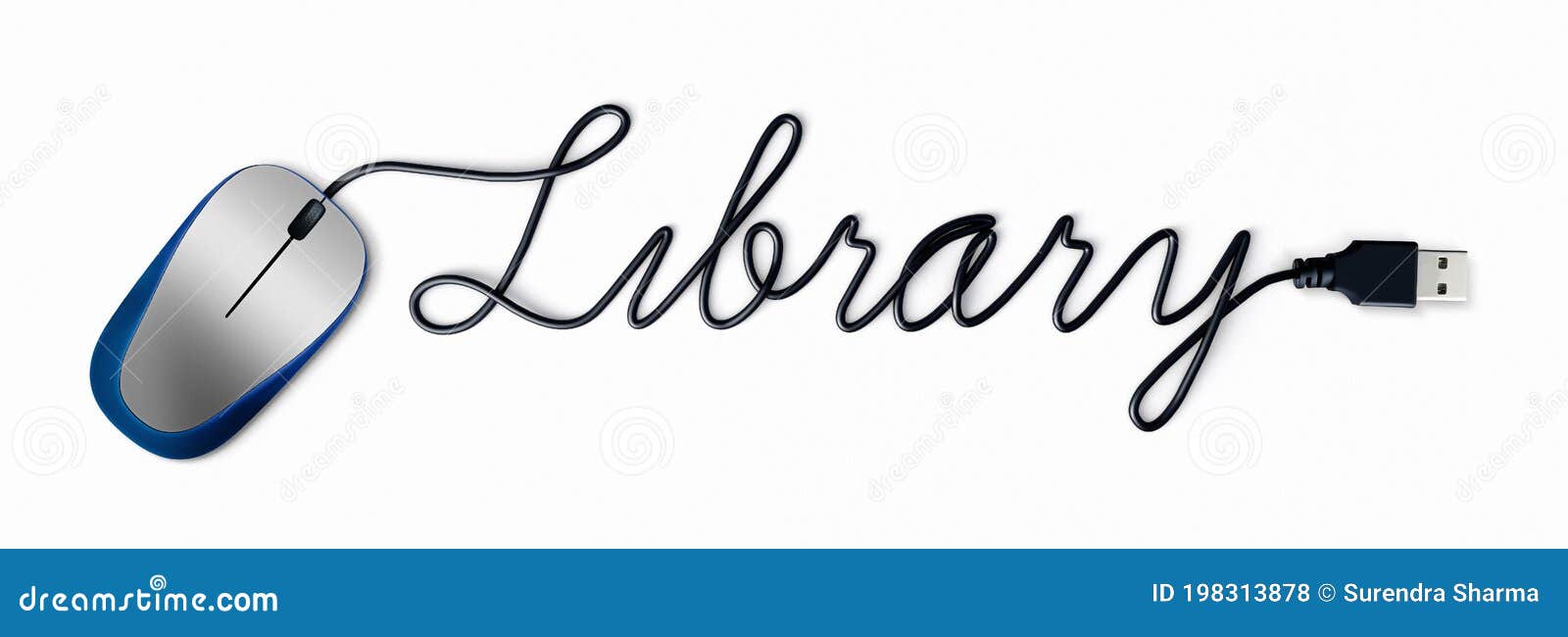 Library Written with a Wire of a Computer Mouse. 3d Illustration. Stock ... Library Written with a Wire of a Computer Mouse. 3d Illustration. Stock ...