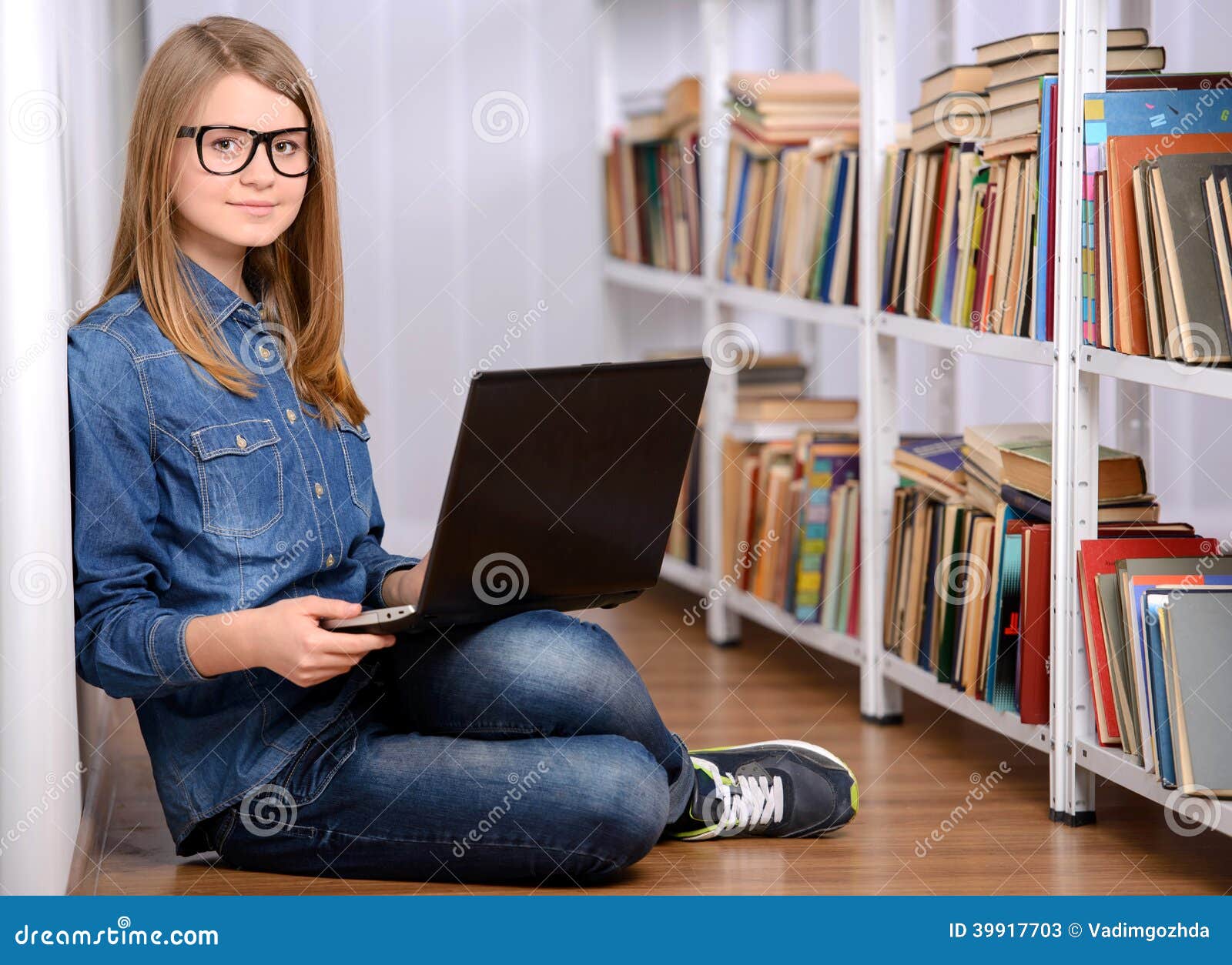 Library stock image. Image of female, modern, laptop - 39917703