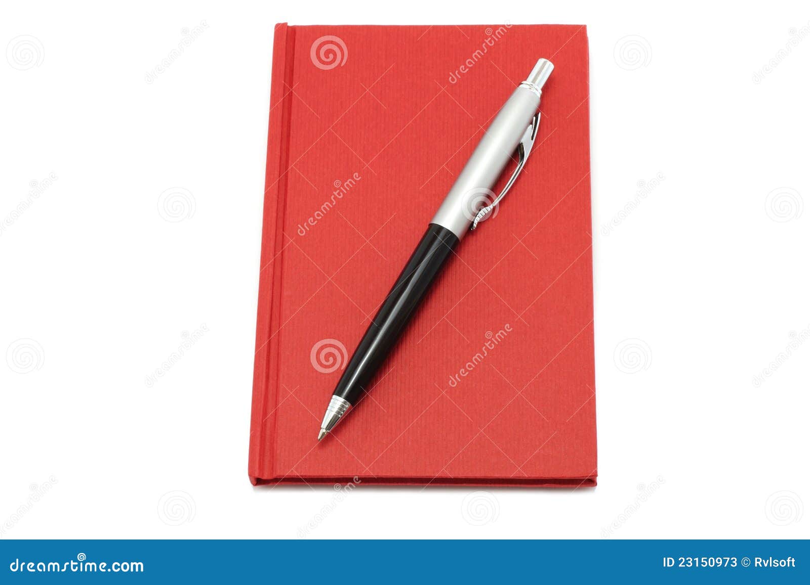 Libreta Roja Con La Pluma De Bola Imagen de archivo - Imagen de carta ...
