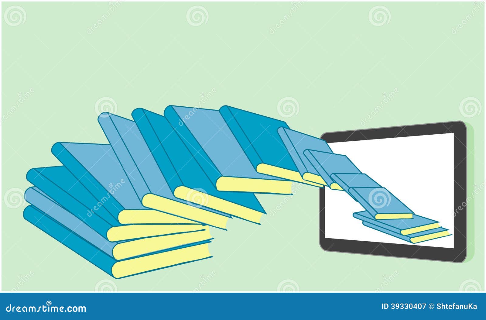 Libri Che Volano in Una Compressa Illustrazione di Stock ...