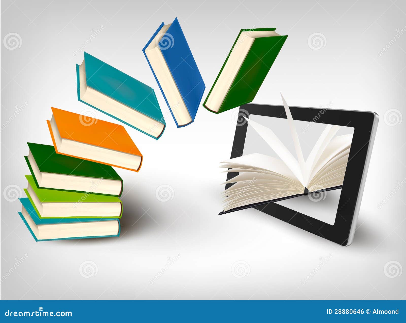 Libri Che Volano in Una Compressa. Vettore Illustrazione Vettoriale ...