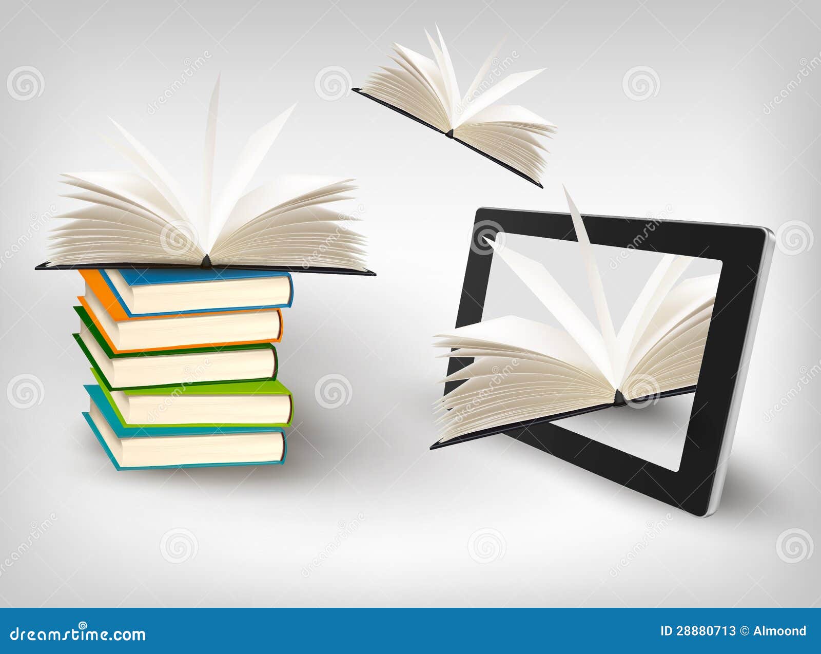 Libri Che Volano in Una Compressa. Vettore Illustrazione Vettoriale ...